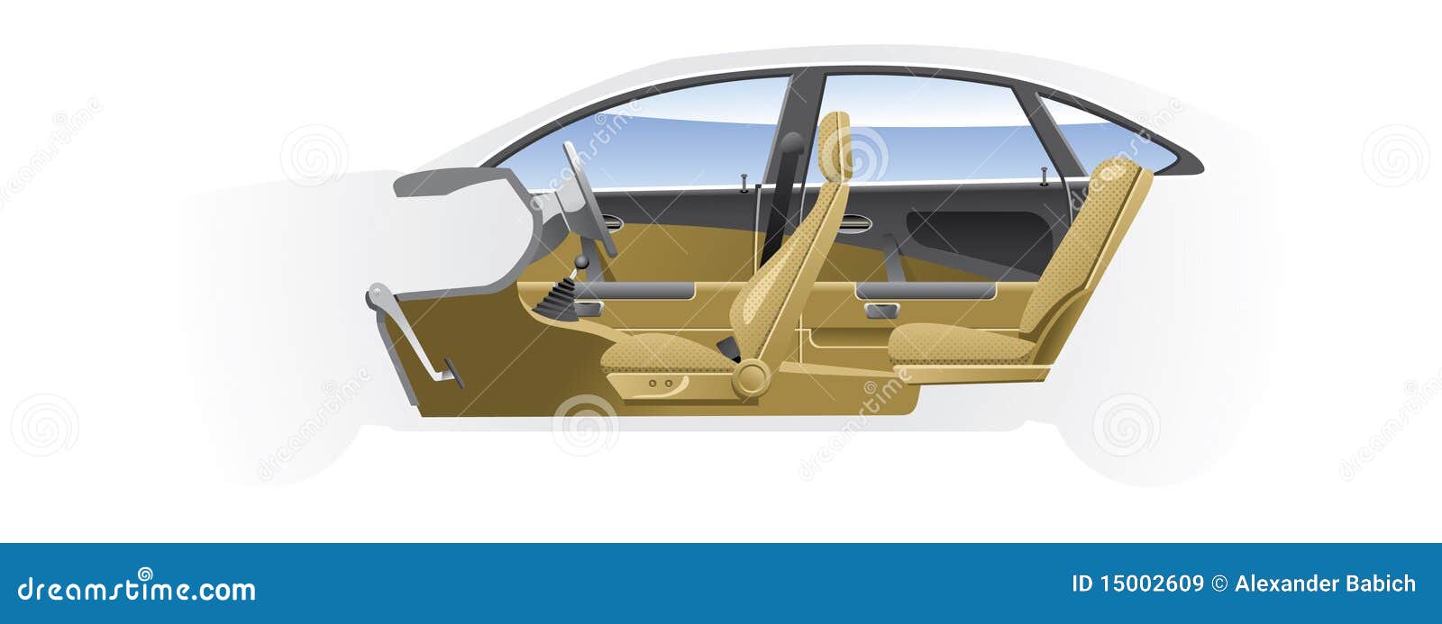 Cut-away car. stock vector. Illustration of steering - 15002609