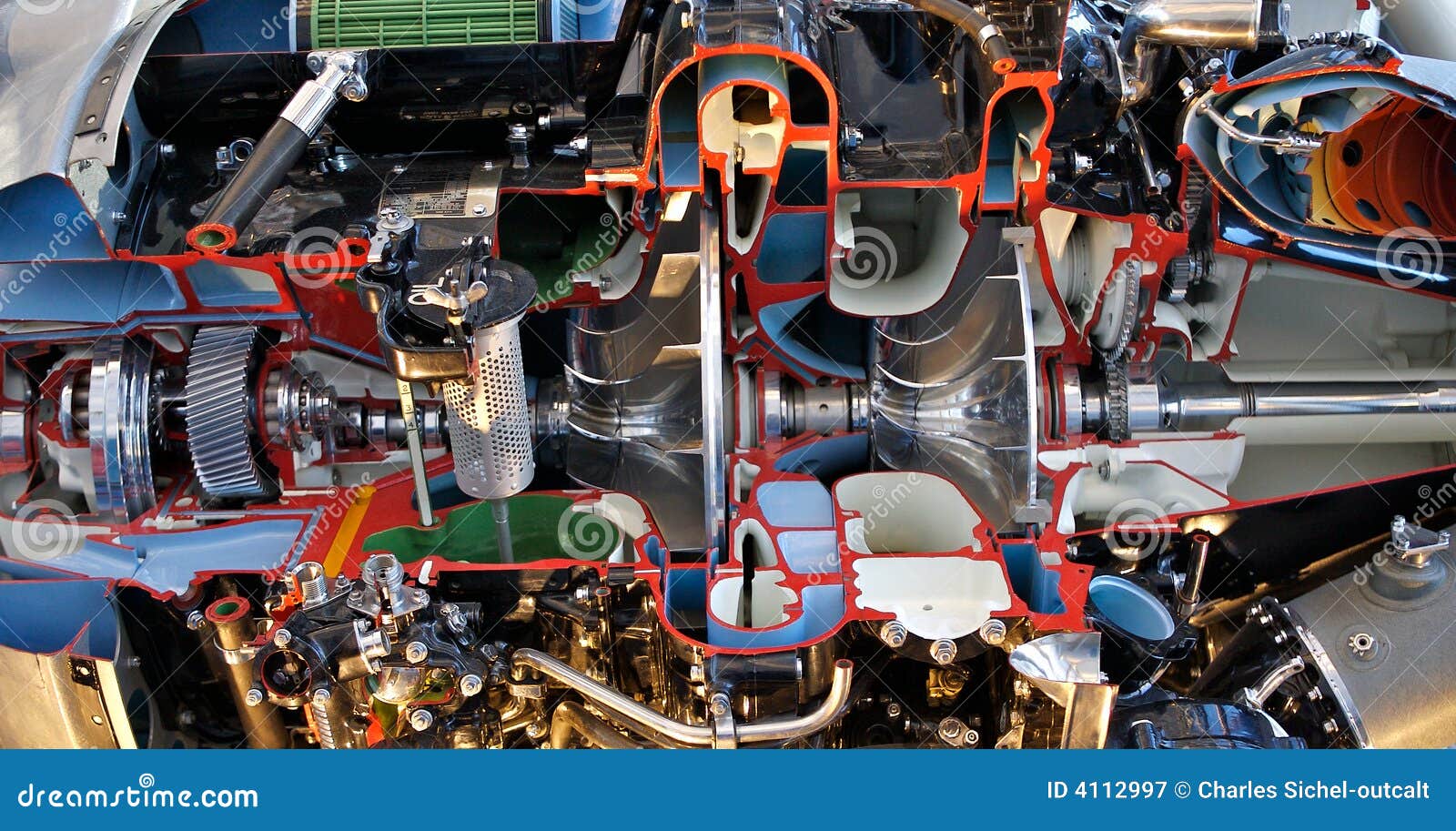Cut-away of jet engine stock image. Image of flywheel - 4112997