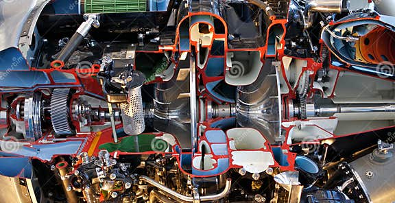 Cut-away of jet engine stock image. Image of flywheel - 4112997