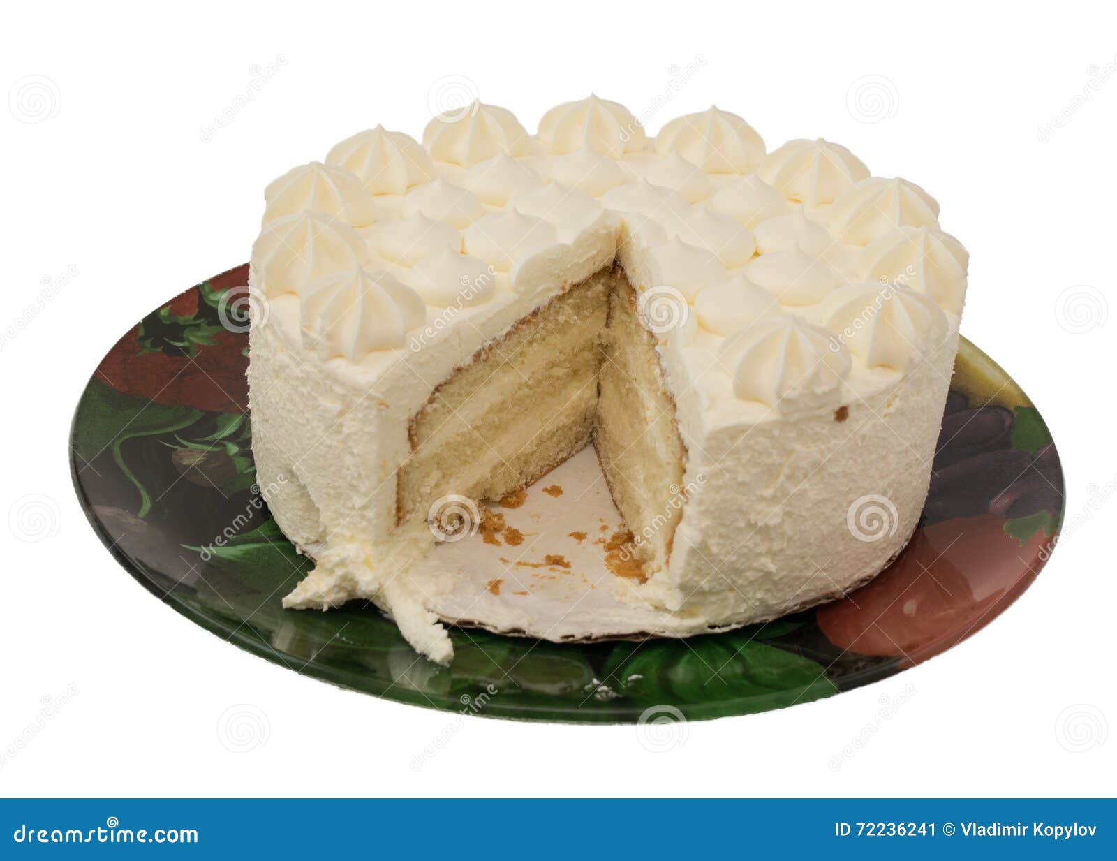 Cut Beautiful Cake Isolated Stock Image - Image of background, liner ...