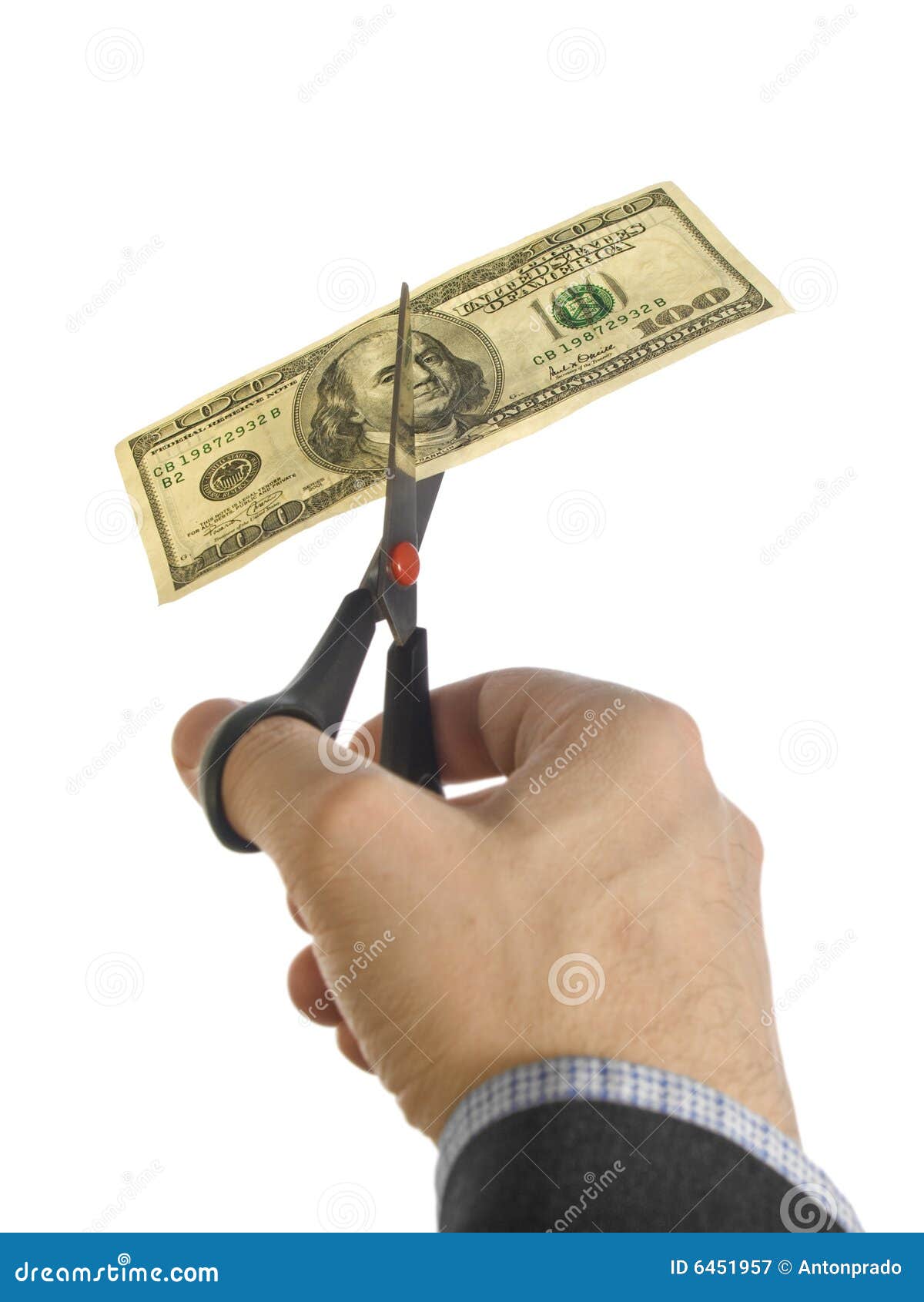 Cut the bill stock image. Image of currency, isolated - 6451957