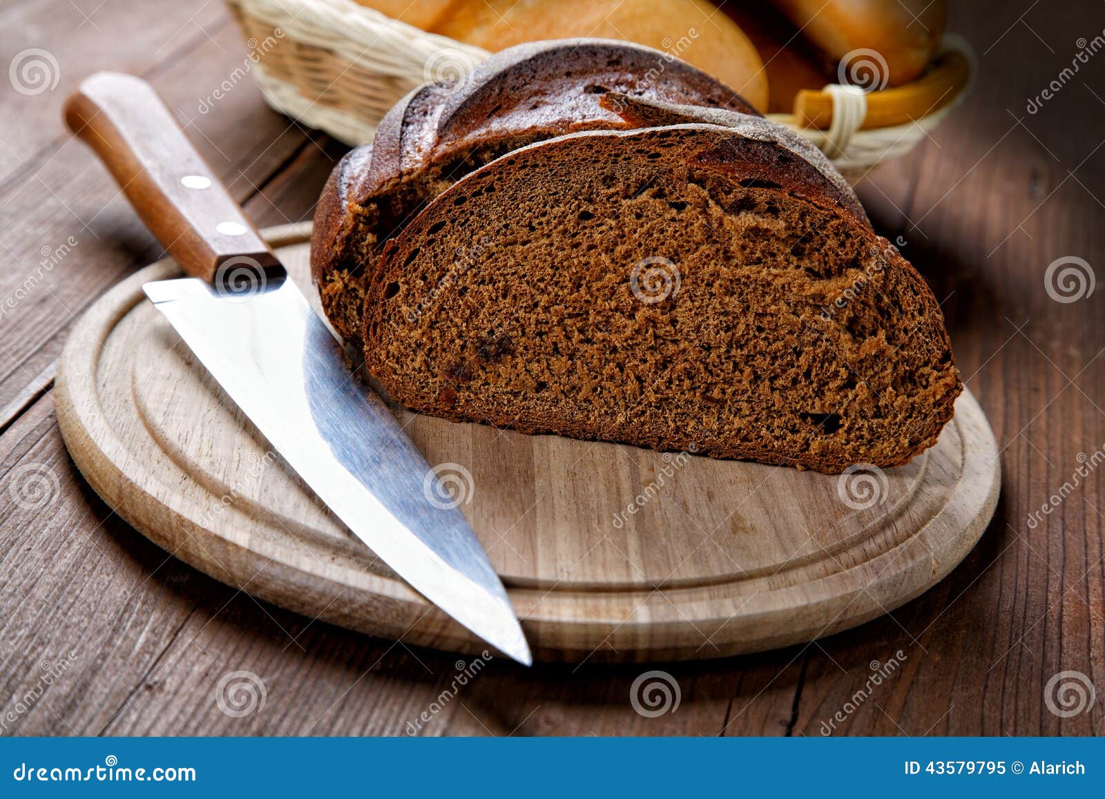 The Cut Black Bread on a Table Stock Image - Image of black, kitchen ...