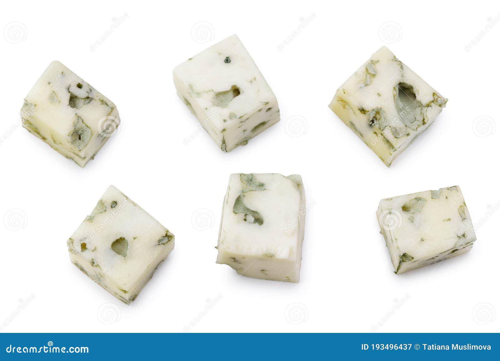 Cut of Blue Cheese Isolated on White Background. Top View Stock Image ...