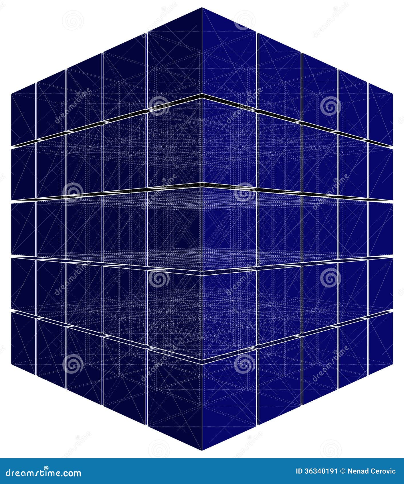 Cut Blue Cube with Hidden Lines Vector Stock Vector - Illustration of ...