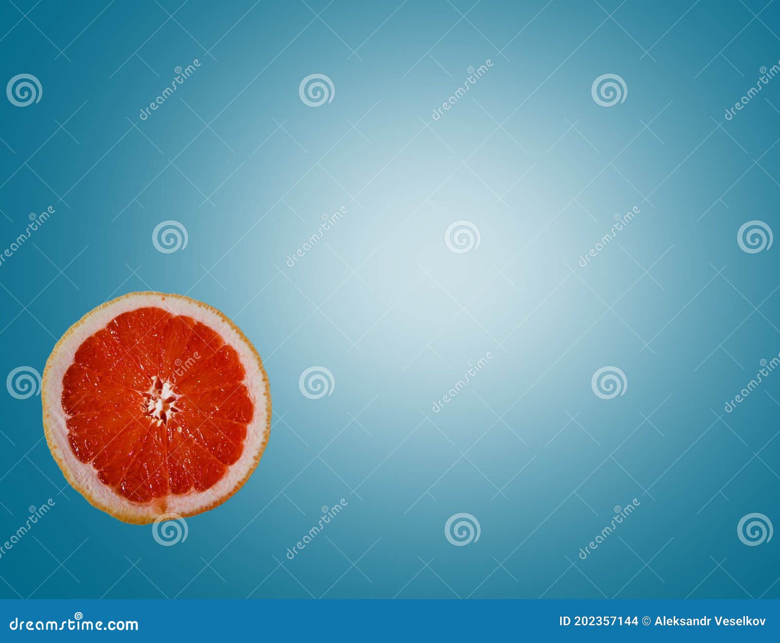 Cut Bright Red Orange Half Grapefruit Slice on Colorful Light Blue ...