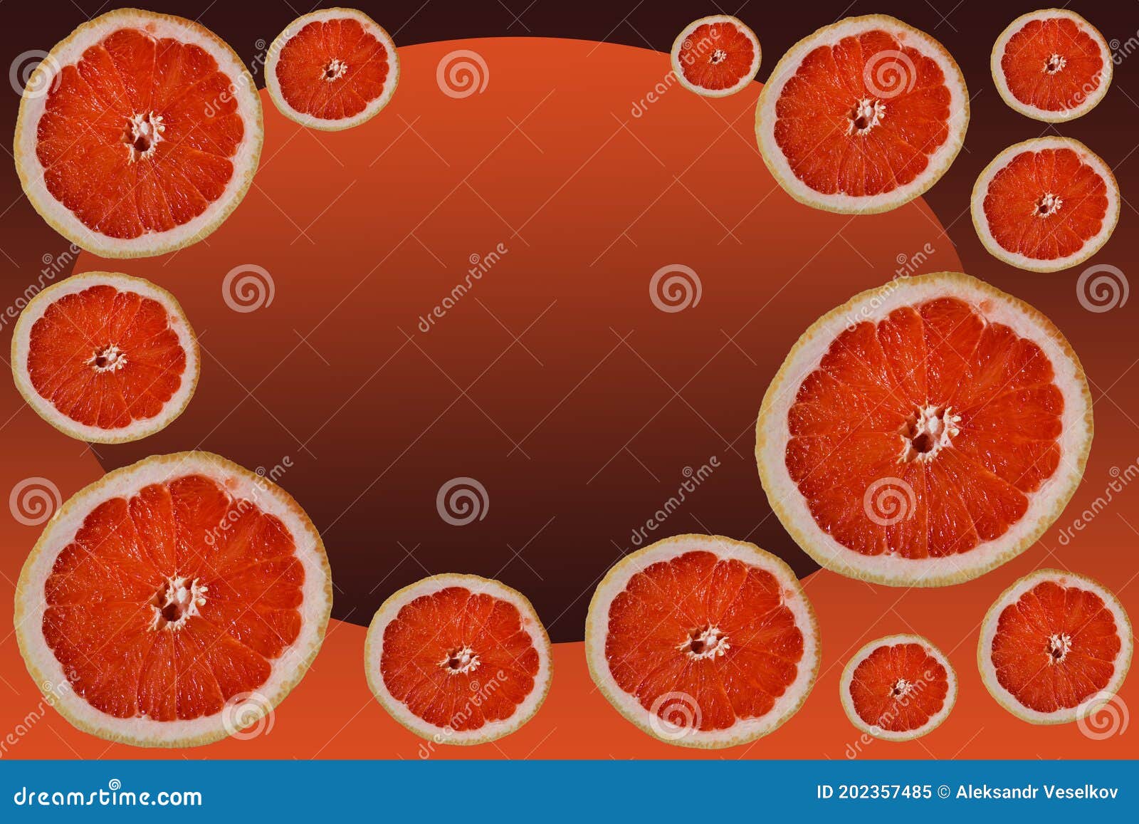 Cut Bright Red Orange Halves Grapefruit Slices on Decorative Gradient ...