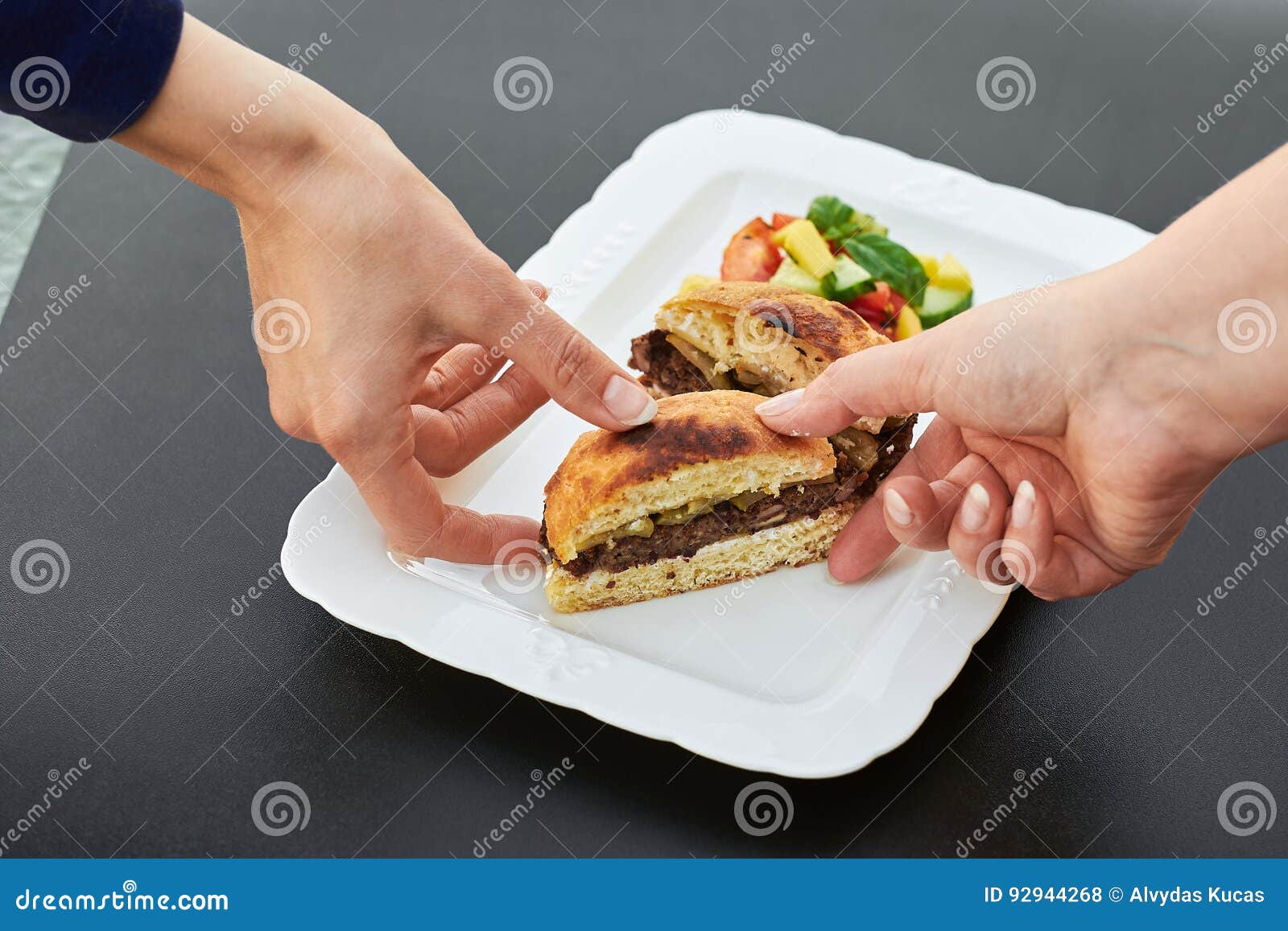When cut Burger stock photo. Image of cheeseburger, cheese - 92944268