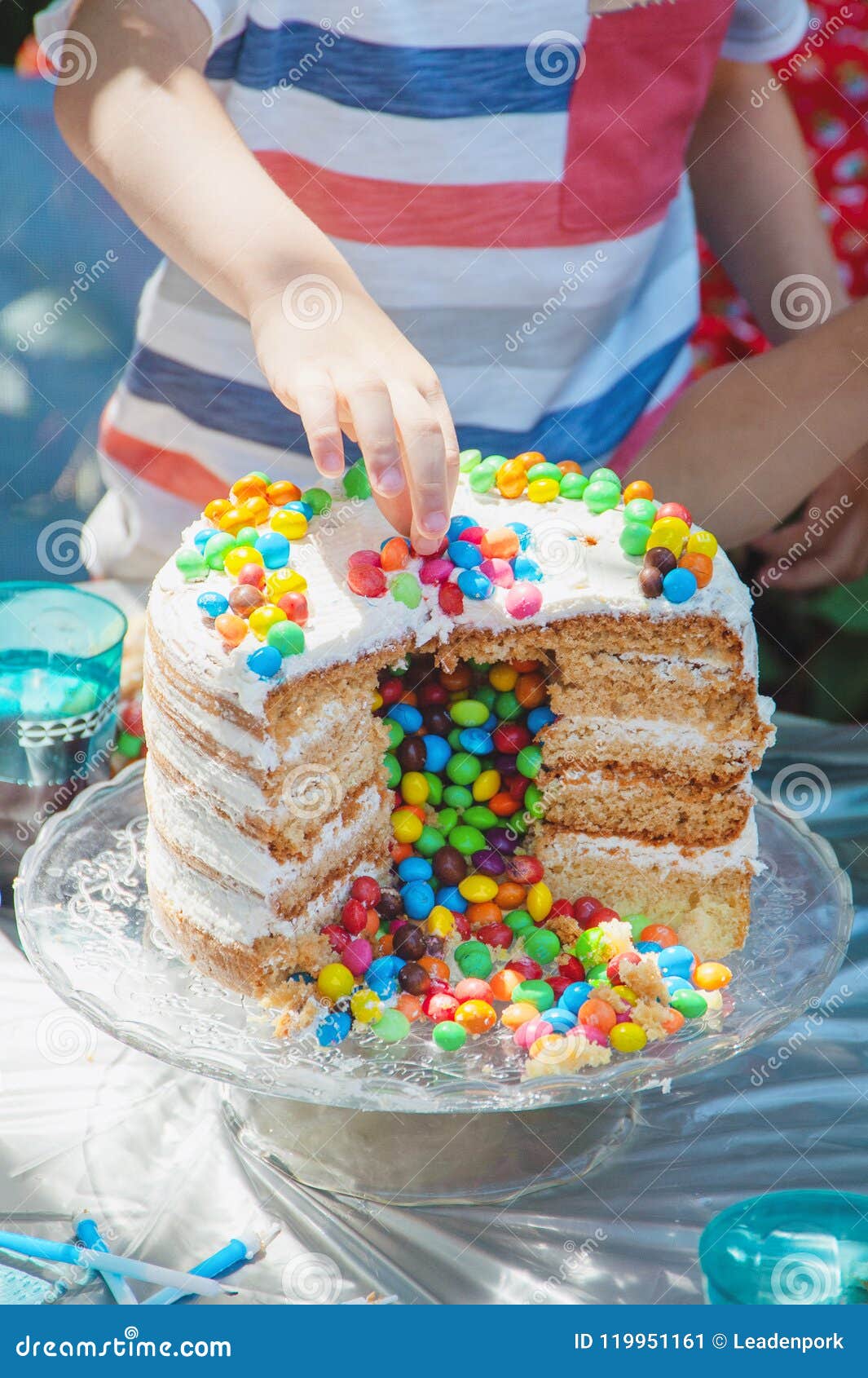 Cut Cake with Candy Stuffing Stock Image - Image of holiday, sweet ...