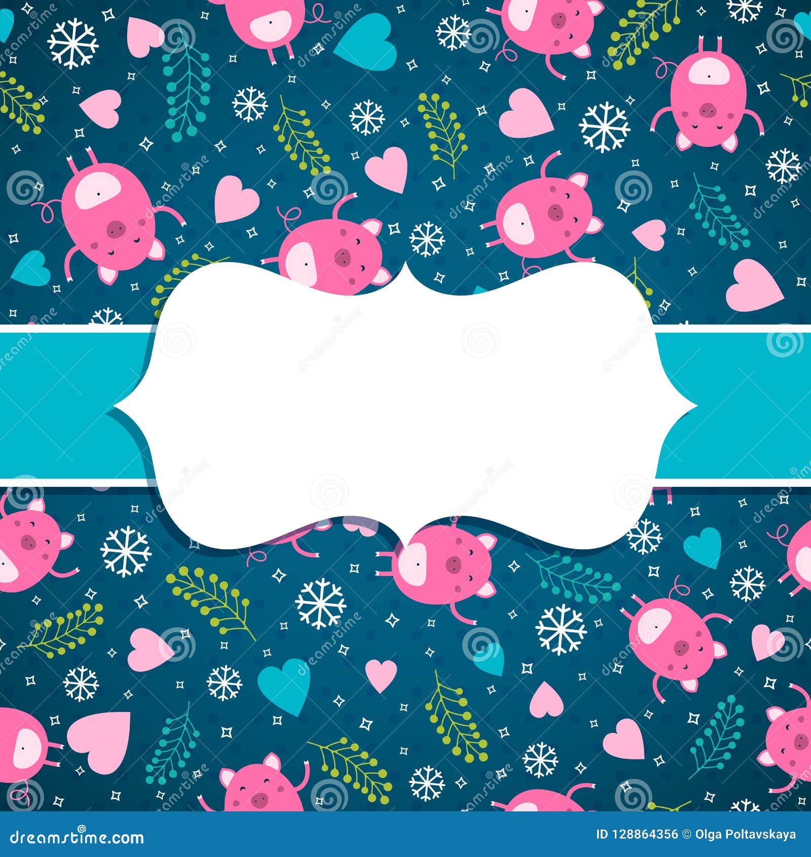 The Cut Card with Pig and Frame Stock Vector - Illustration of animal ...