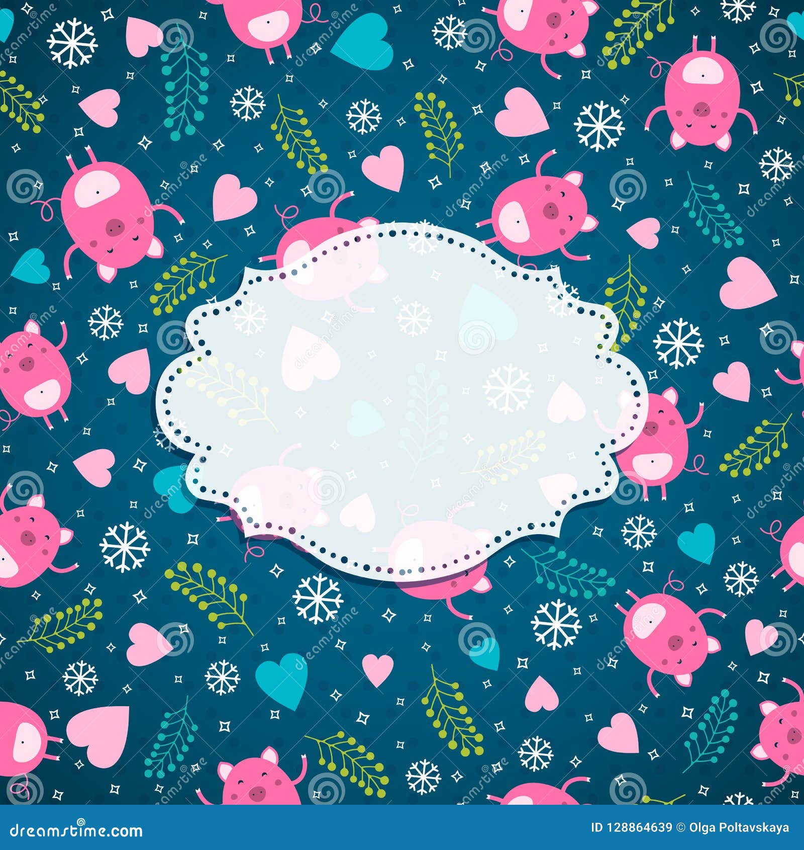 The Cut Card with Pig and Frame Stock Vector - Illustration of funny ...