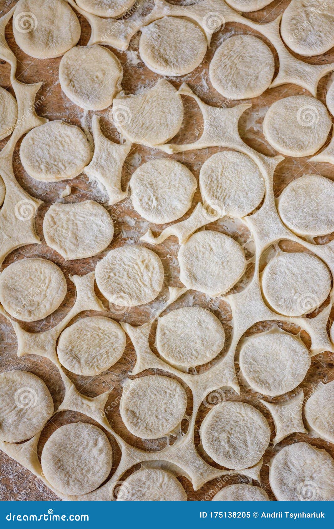 Cut Circles for Dumplings, Texture from the Dough Stock Image - Image ...