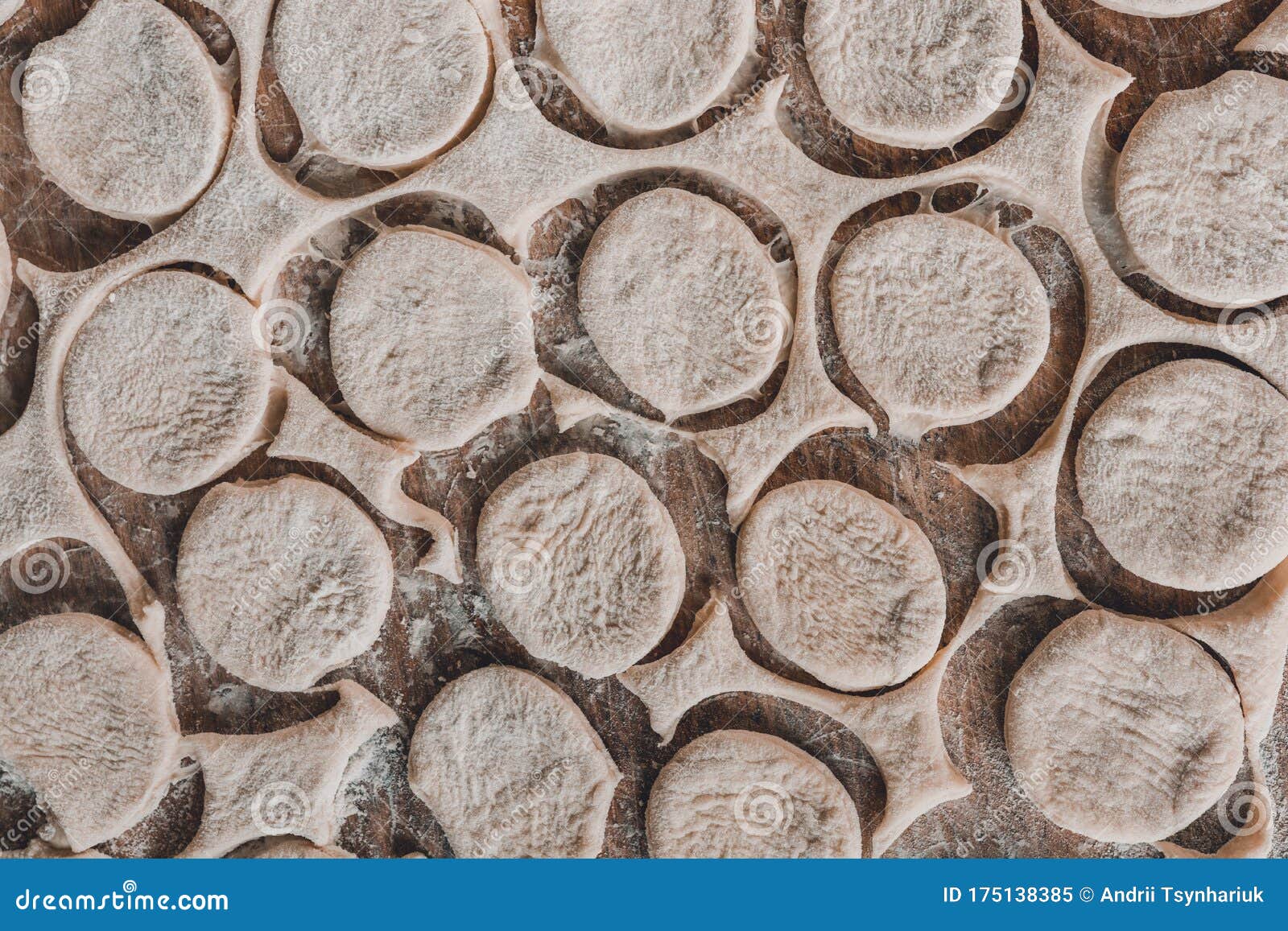 Cut Circles for Dumplings, Texture from the Dough Stock Image - Image ...