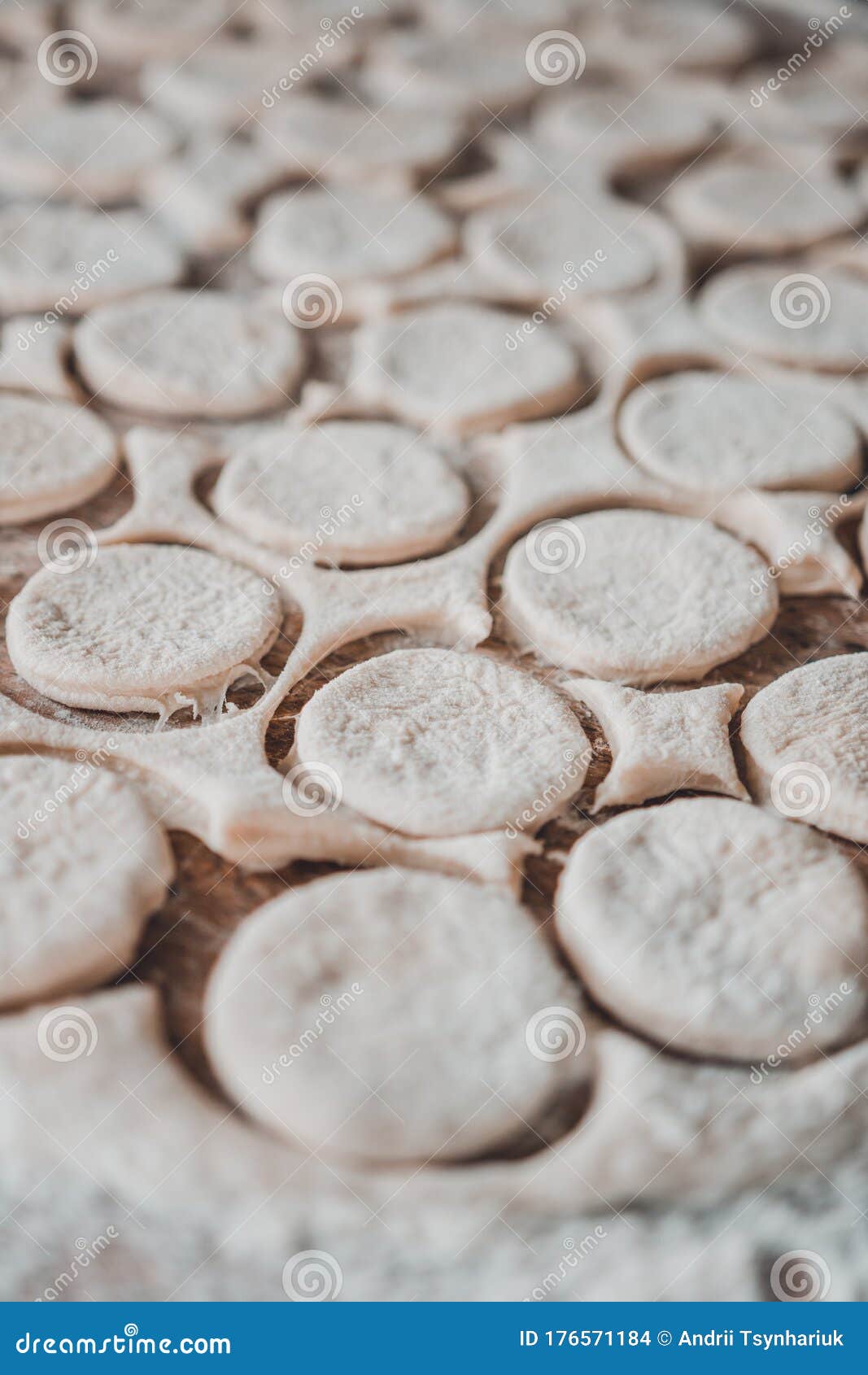 Cut Circles for Dumplings, Texture from the Dough Stock Photo - Image ...