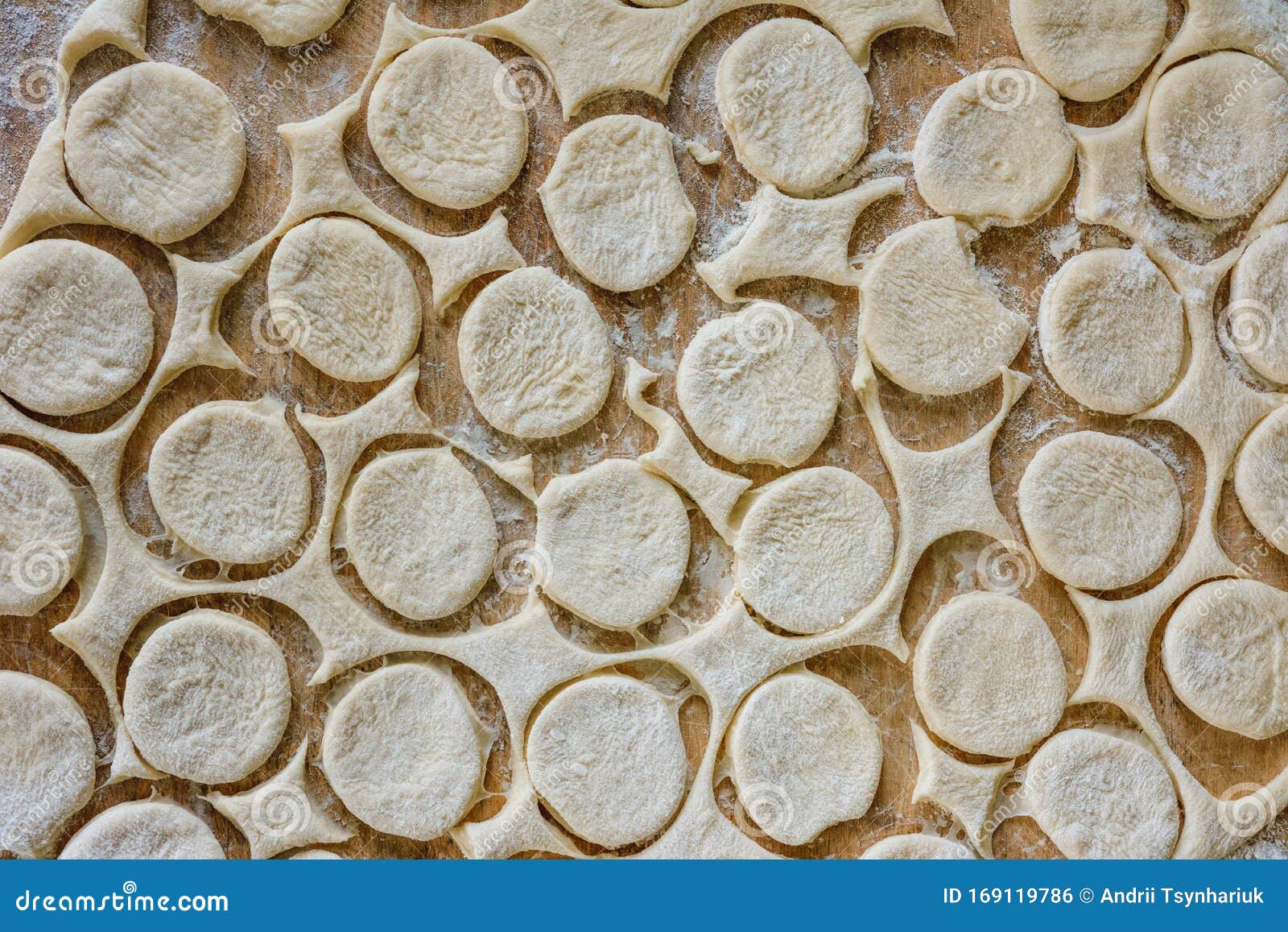 Cut Circles for Dumplings, Texture from the Dough Stock Photo - Image ...