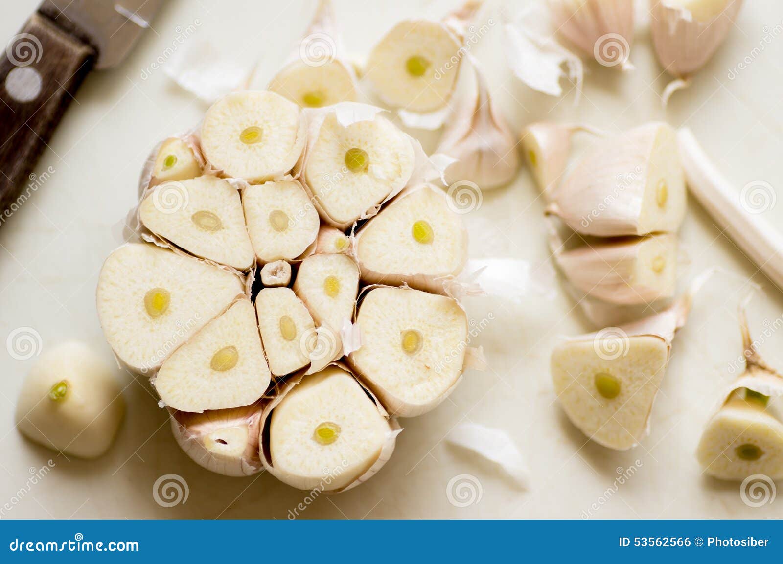 Cut clove garlic stock photo. Image of bulb, white, fresh - 53562566