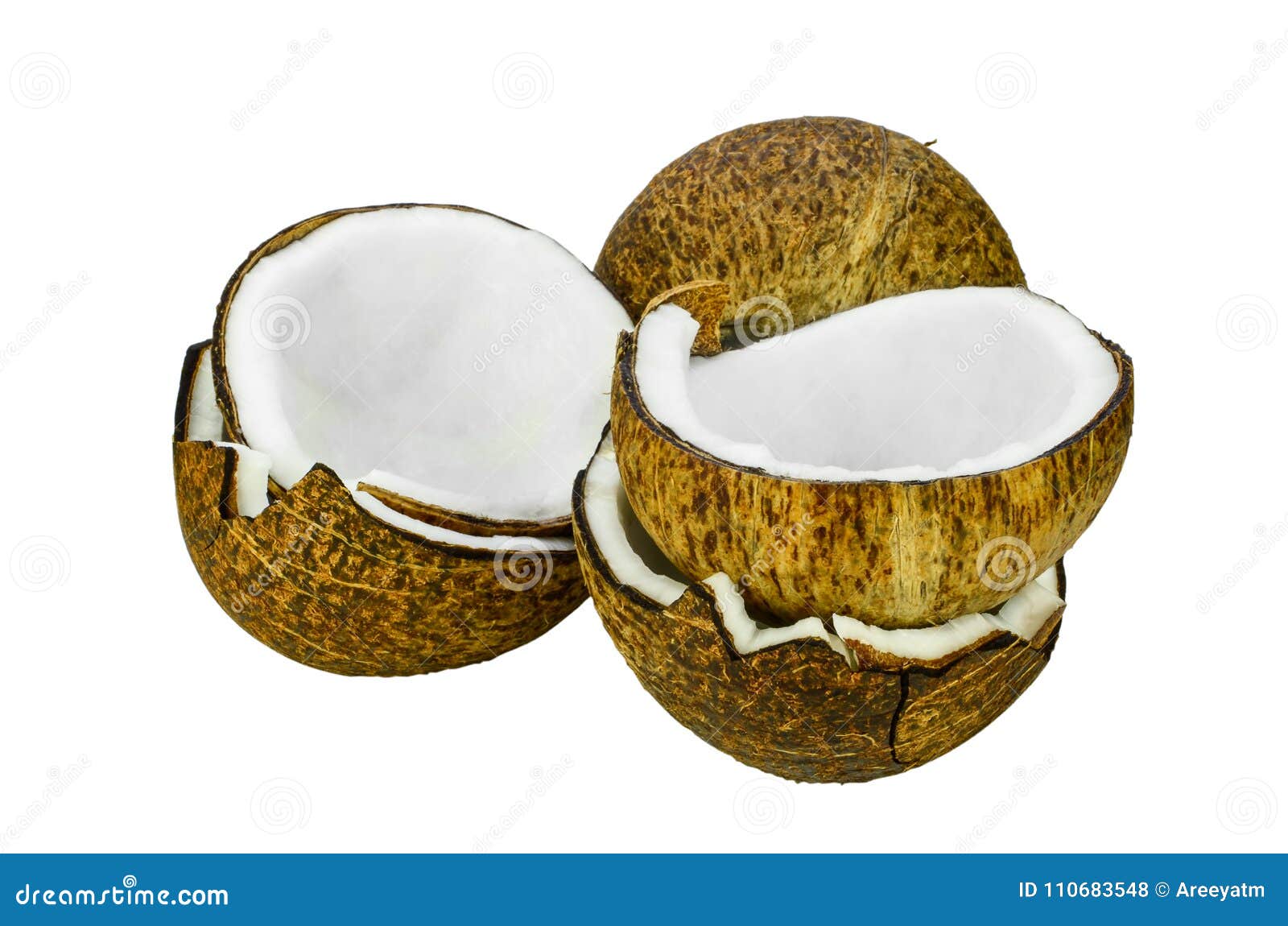 Cut Coconut Shell with Fresh Organic Coconut Kernel. Stock Photo ...