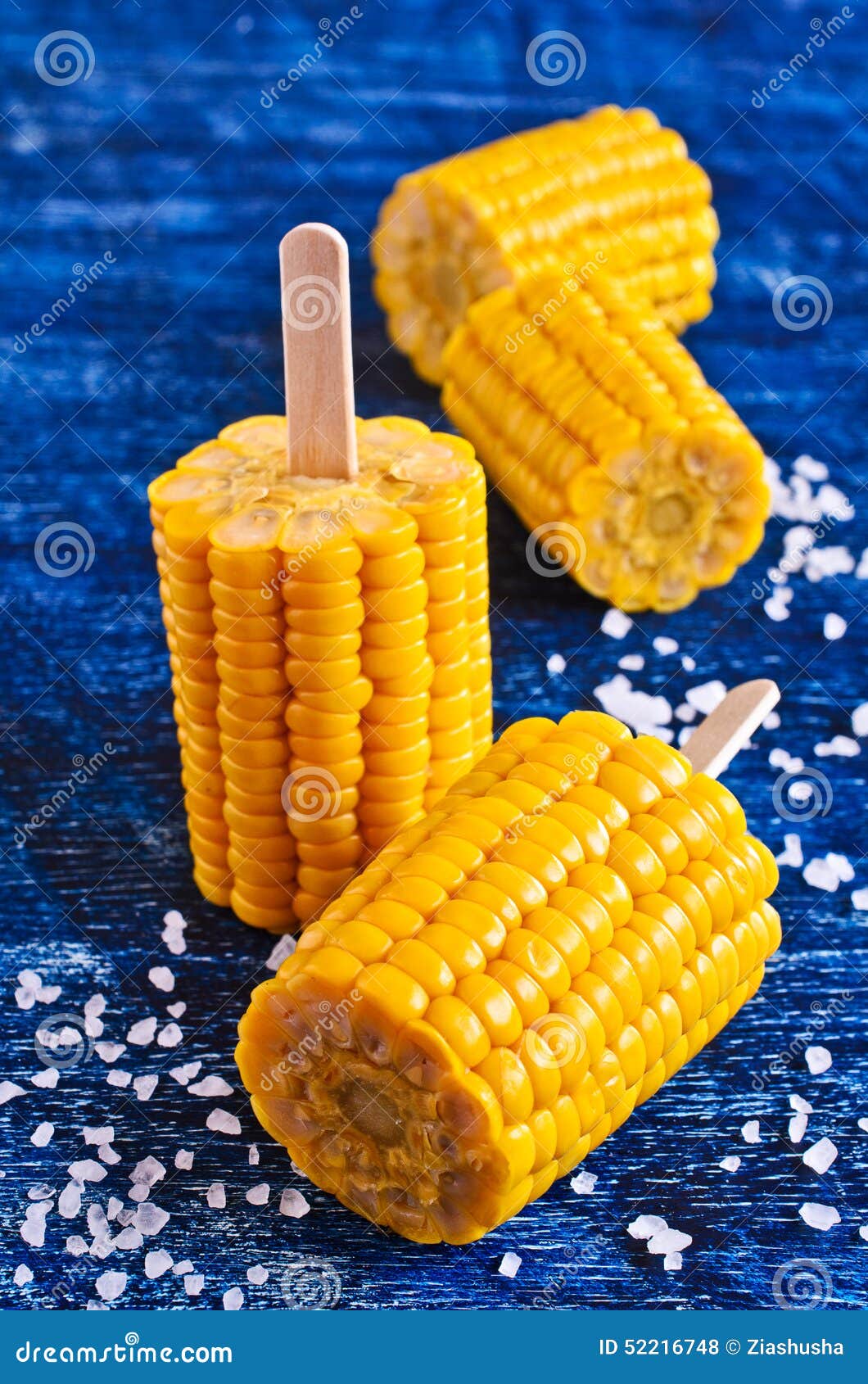Cut Corn on the Cob on a Stick Stock Photo - Image of fresh, eating ...