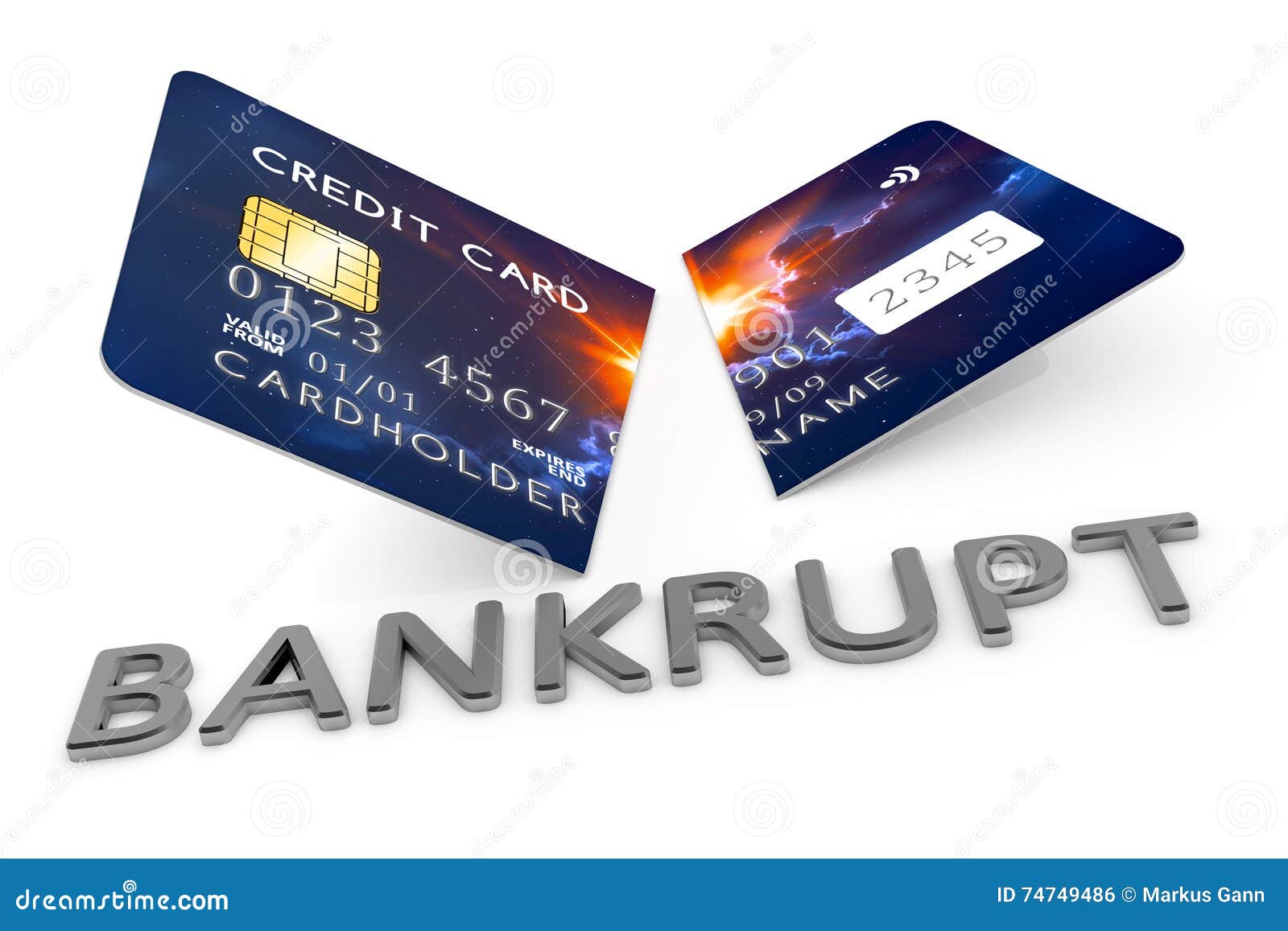 Cut credit card bankrupt stock illustration. Illustration of payment ...