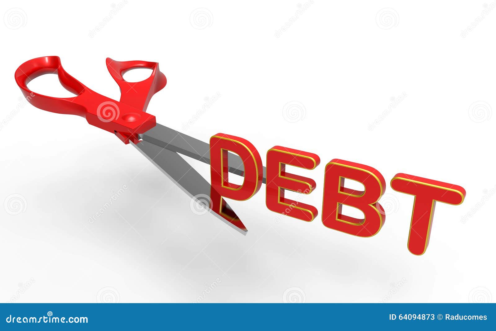 Cut debt concept stock illustration. Illustration of deduction - 64094873