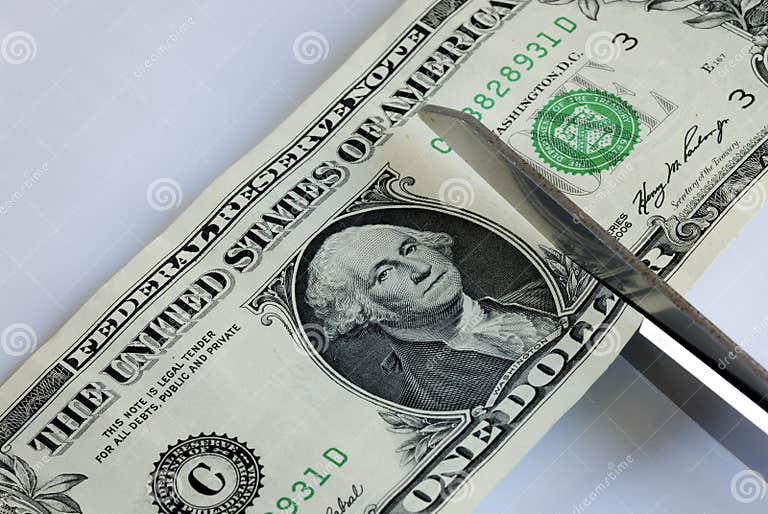 Cut the Dollar Bill with a Scissors Stock Photo - Image of cutting ...