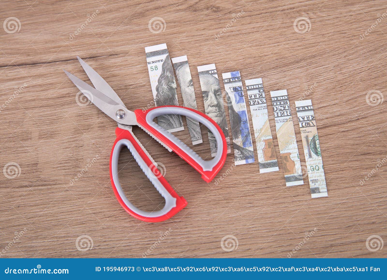 Cut Dollar Bills and a Pair of Scissors Stock Image - Image of crisis ...