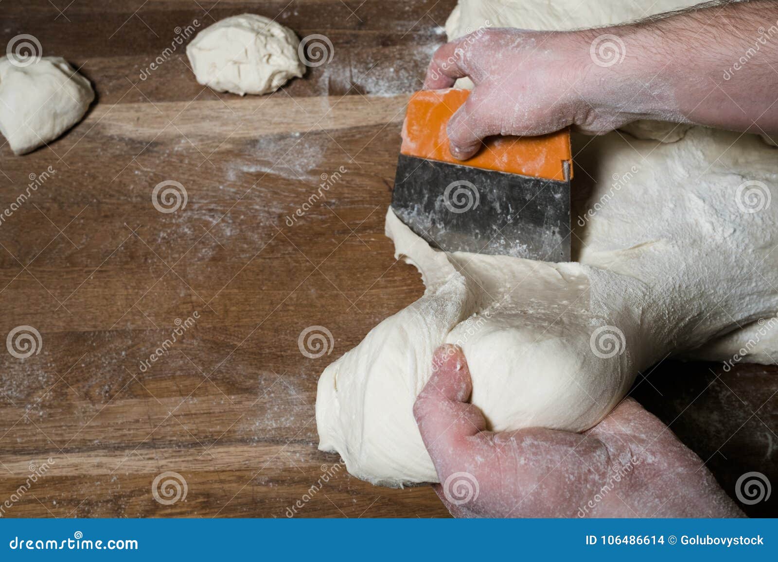 Cut Dough Dumpling Bread Cooking Process Stock Photo - Image of ...