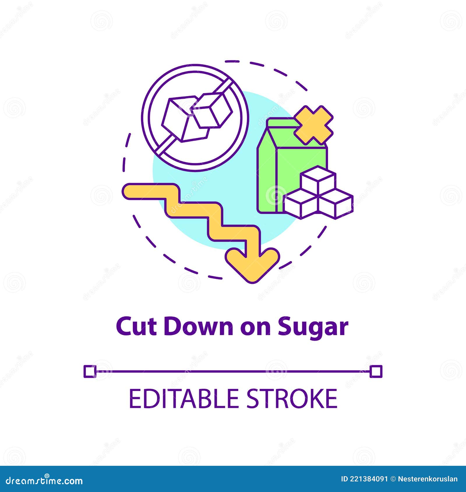 Cut Down on Sugar Concept Icon Stock Vector - Illustration of unhealthy ...