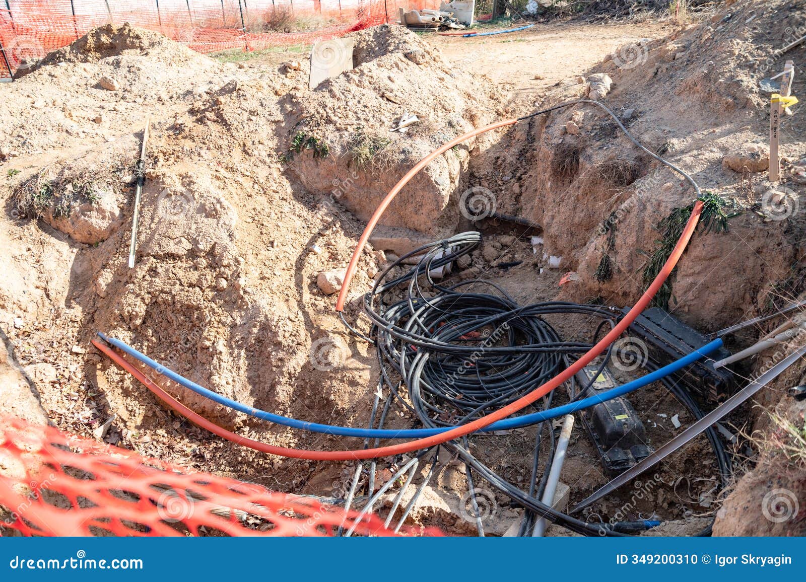 Cut Electrical Wires and Cables in a Pit at a Construction or Repair ...