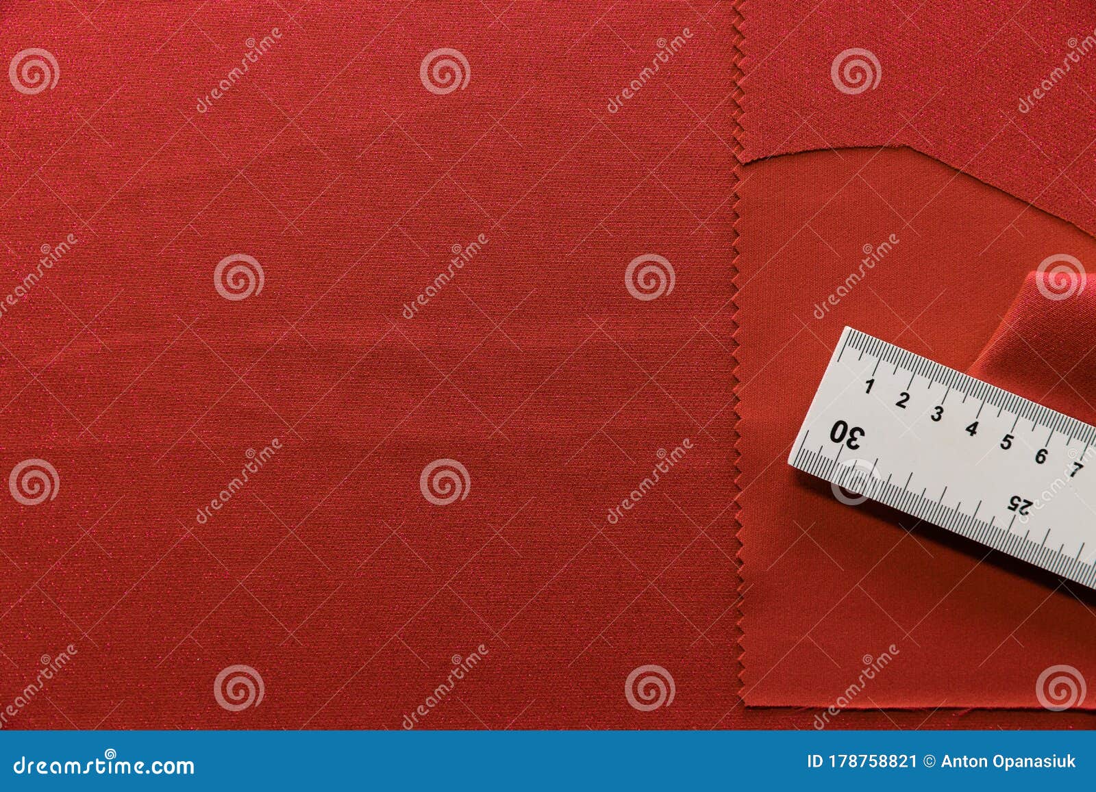 Cut Fabric on a Table with a Ruler Stock Image - Image of material ...