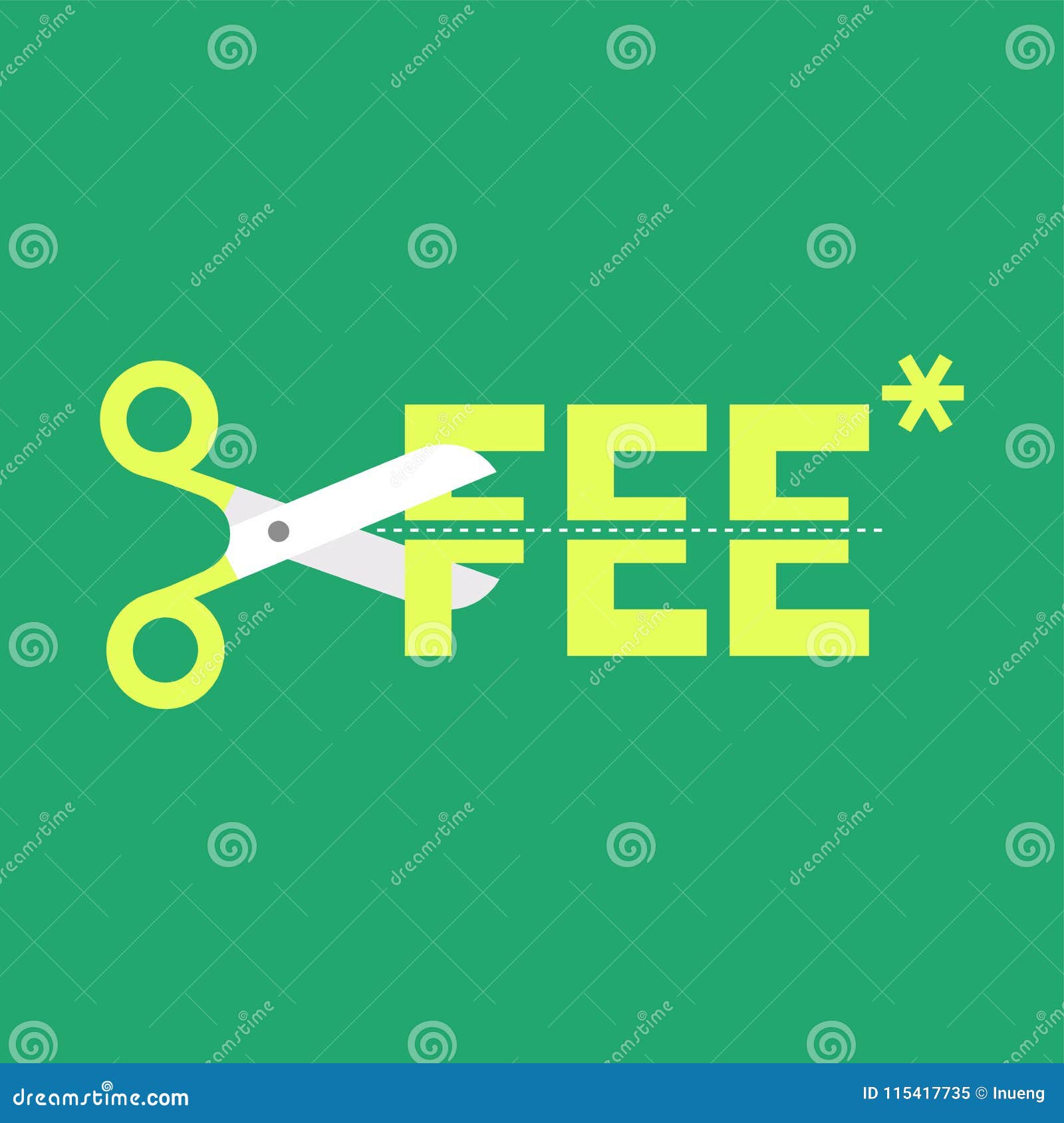 Cut fee by scissors. stock vector. Illustration of line - 115417735