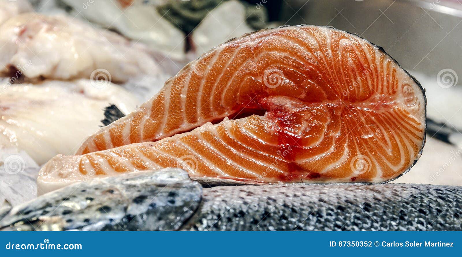 Cut Fillet of Fresh Salmon Fish Stock Photo - Image of trout, marine ...