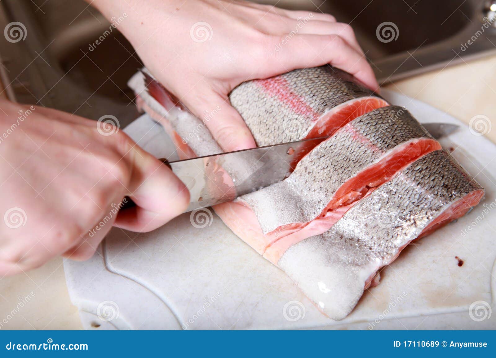 Cut fish stock image. Image of animals, isolated, knife - 17110689