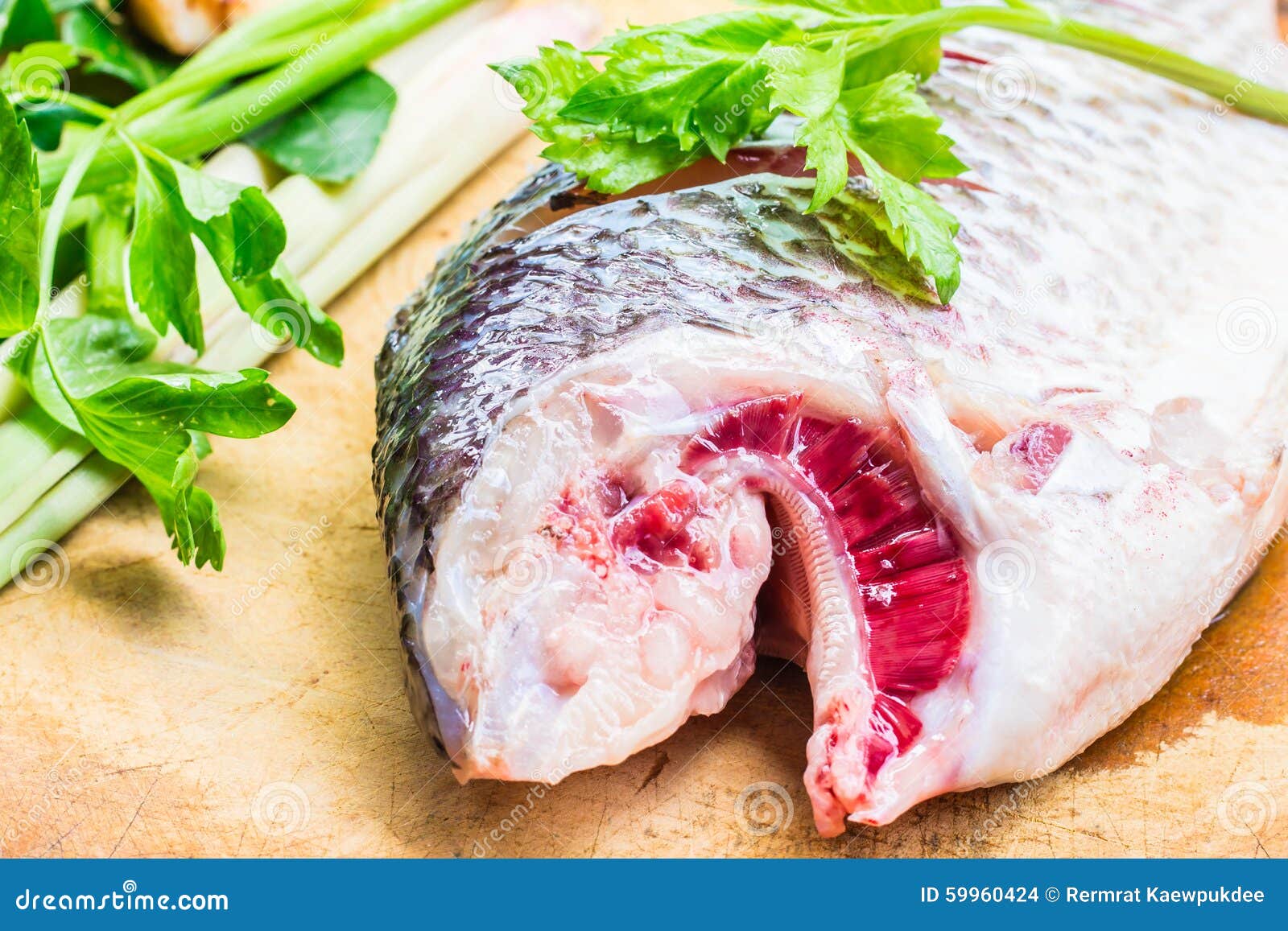 Cut Fish Heads Preparation of Food. Stock Photo - Image of food ...