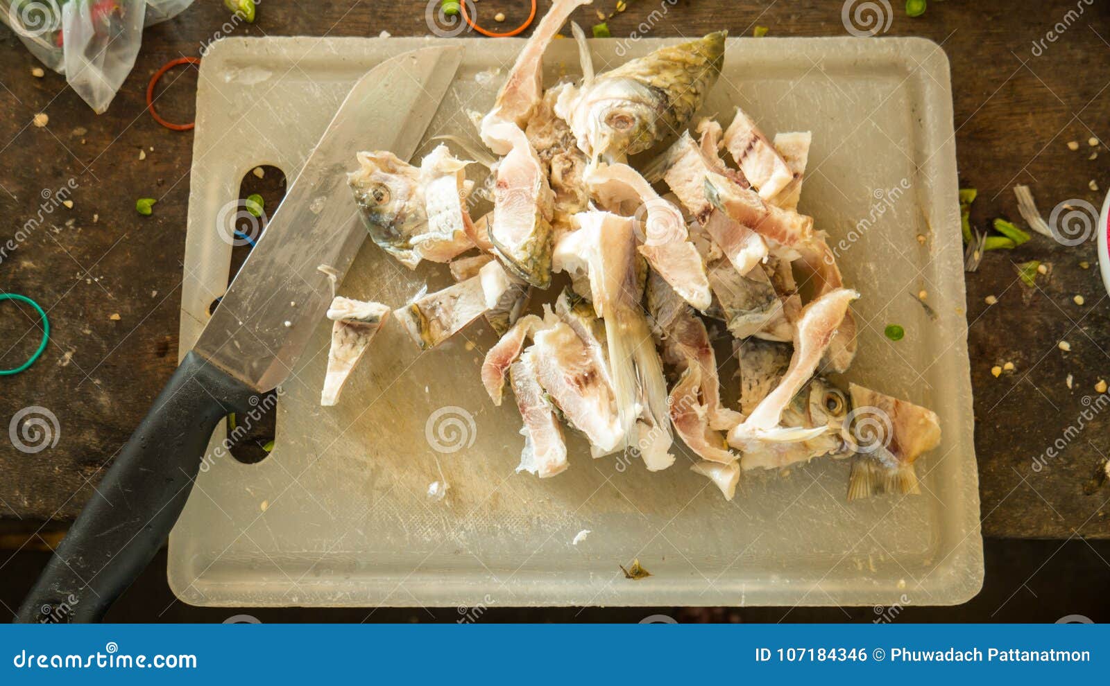 Cut the fish. stock photo. Image of cooking, cuisine - 107184346