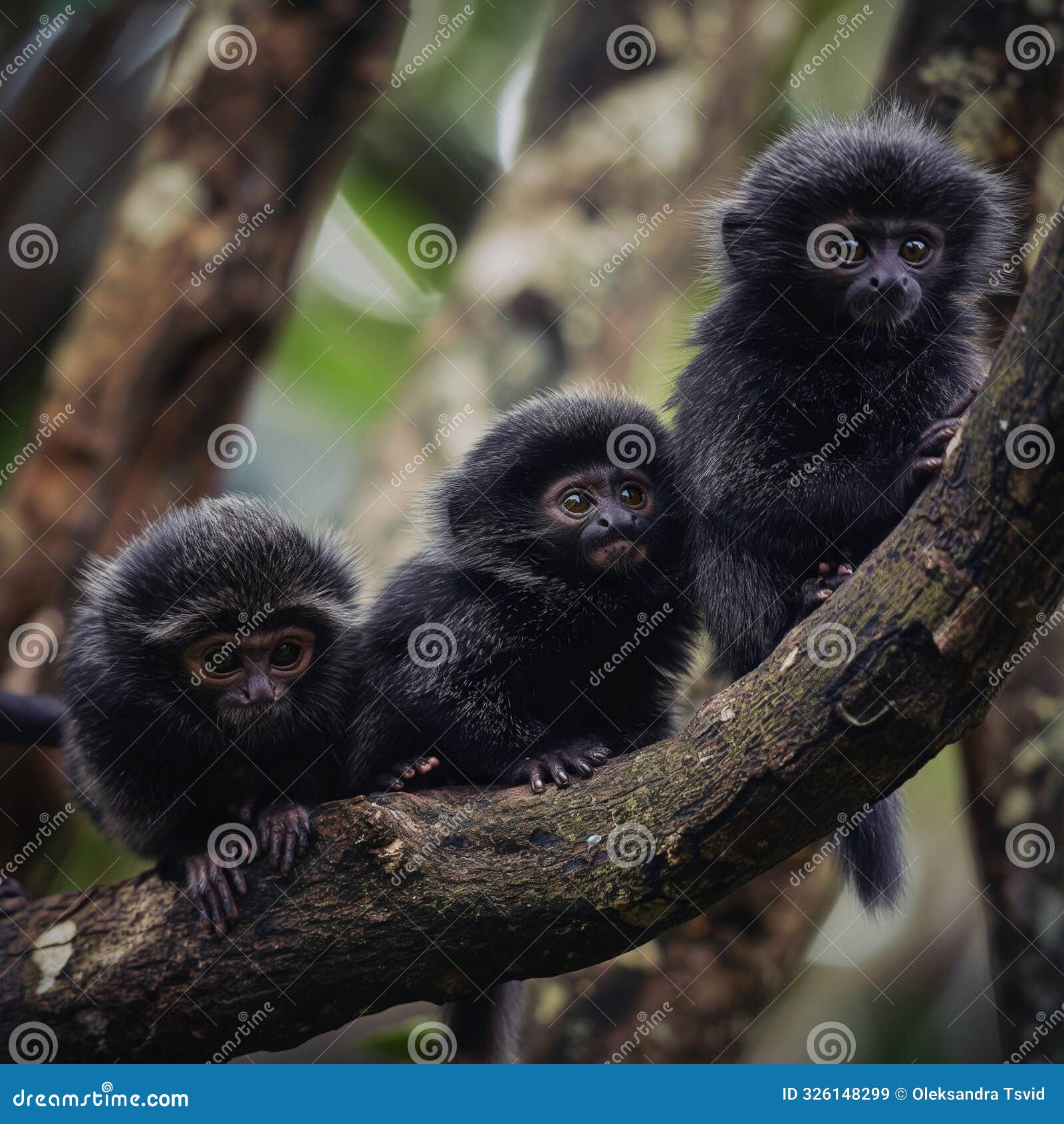 Cut Fluffy Monkeys on Trees, Close Up, Monkeys Hanging on the Tree ...