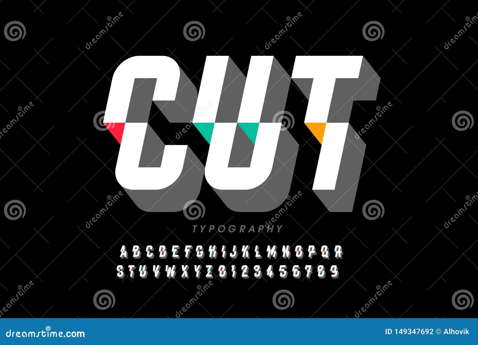 Cut font stock vector. Illustration of shadow, shade - 149347692