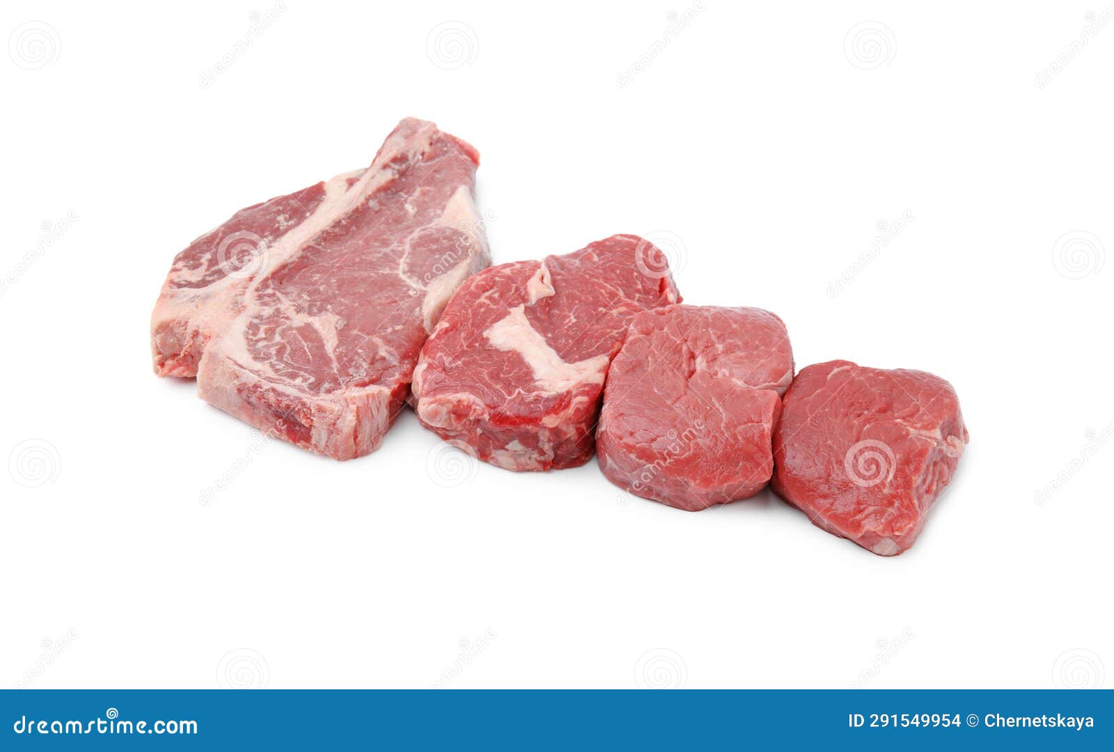 Cut Fresh Beef Meat Isolated on White Stock Photo - Image of market ...