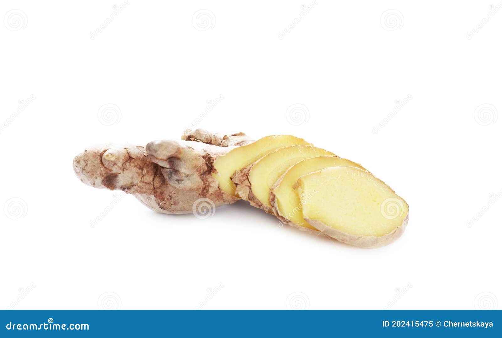 Cut Fresh Ginger Root Isolated on White Stock Image - Image of spice ...