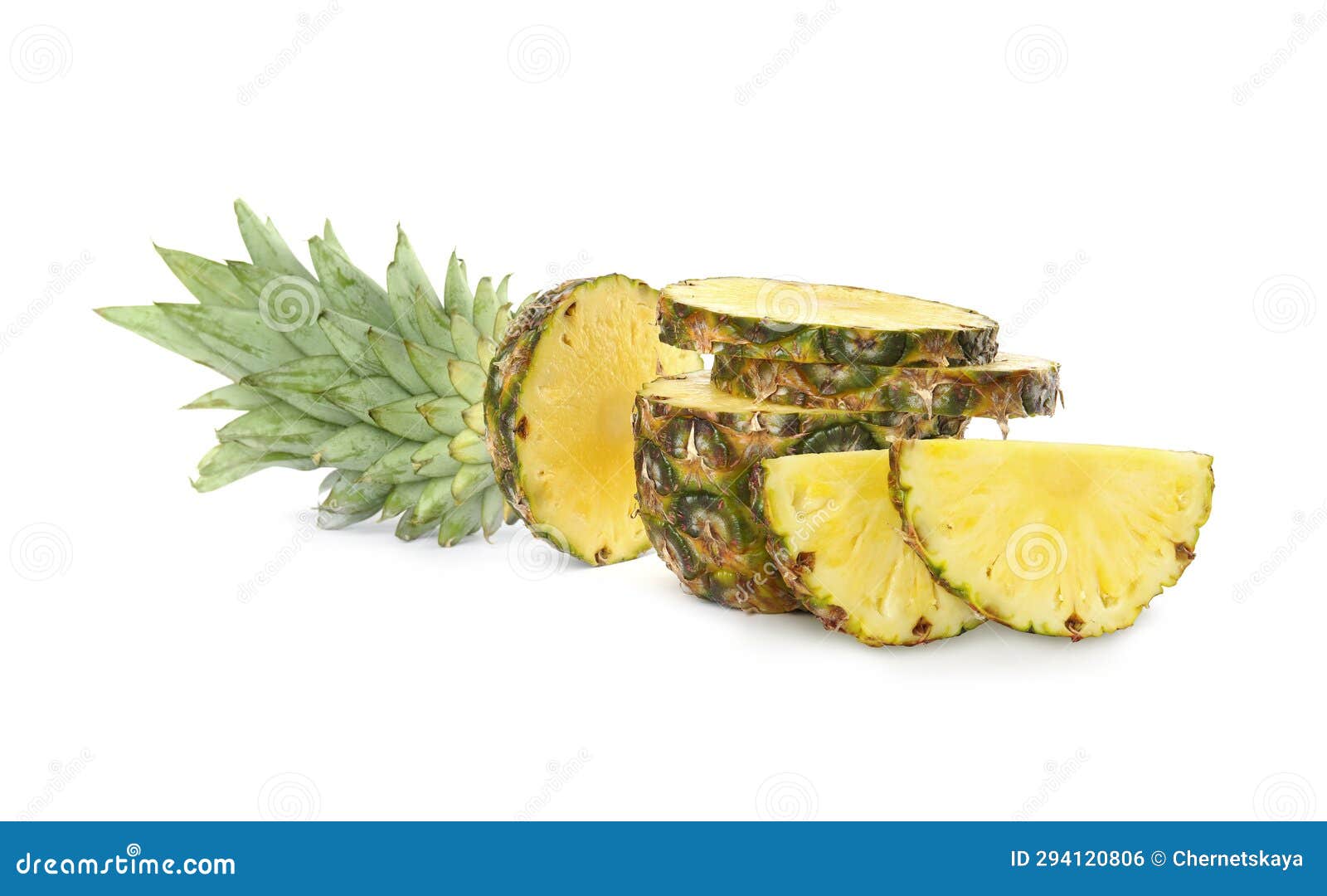 Cut Fresh Juicy Pineapple Isolated on White Stock Photo - Image of diet ...
