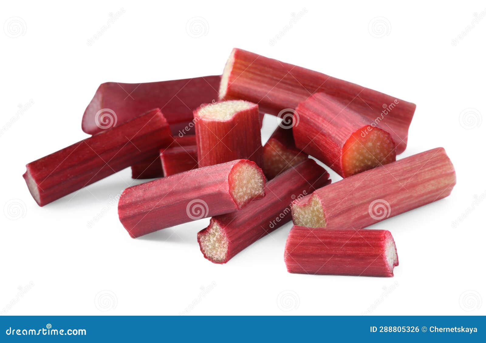 Cut Fresh Rhubarb Stalks Isolated on White Stock Photo - Image of stalk ...