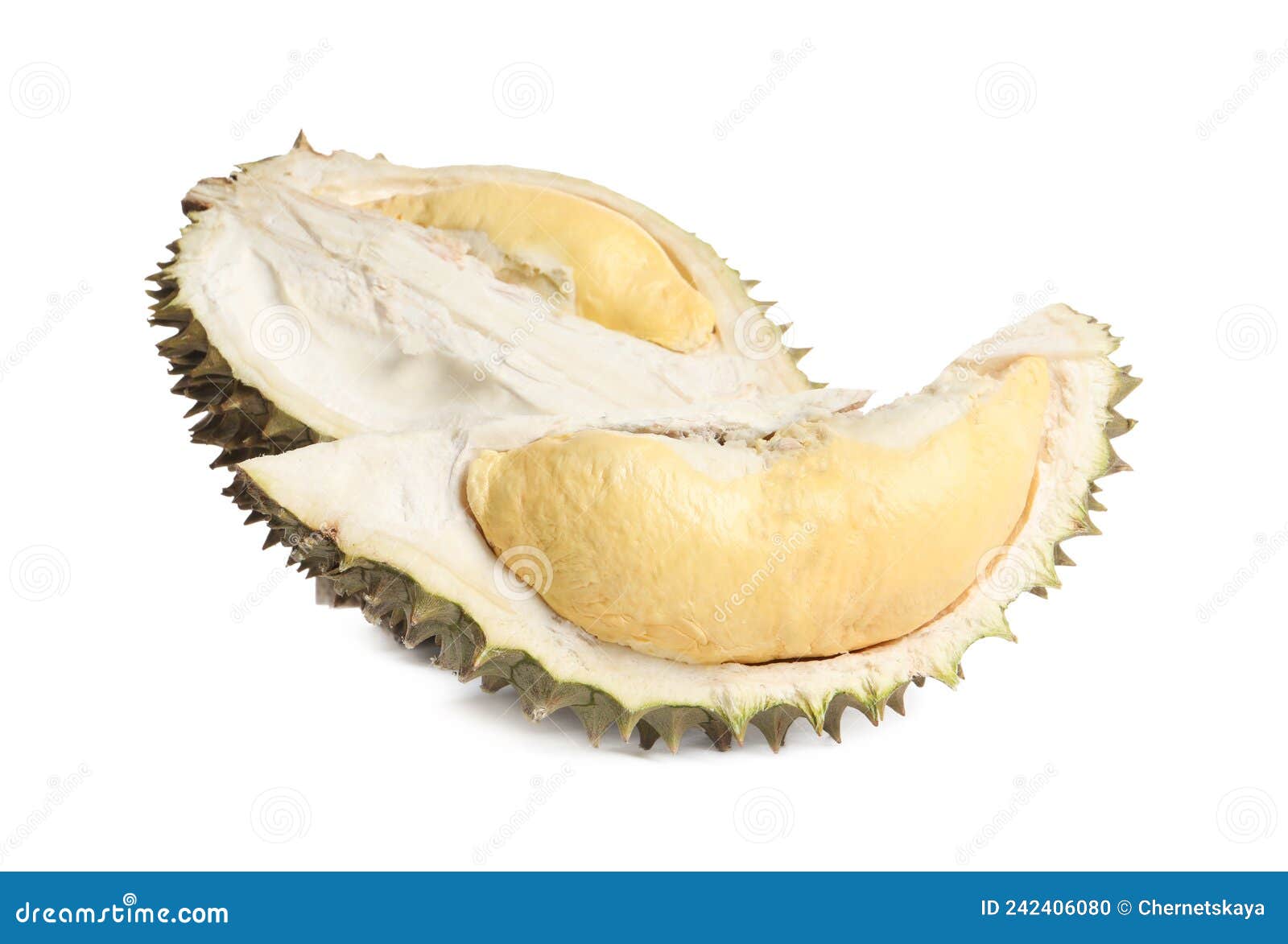 Cut Fresh Ripe Durian on White Background Stock Photo - Image of ...