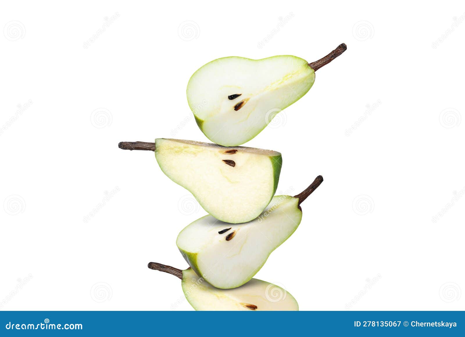 Cut Fresh Ripe Pears on White Background Stock Image - Image of fresh ...