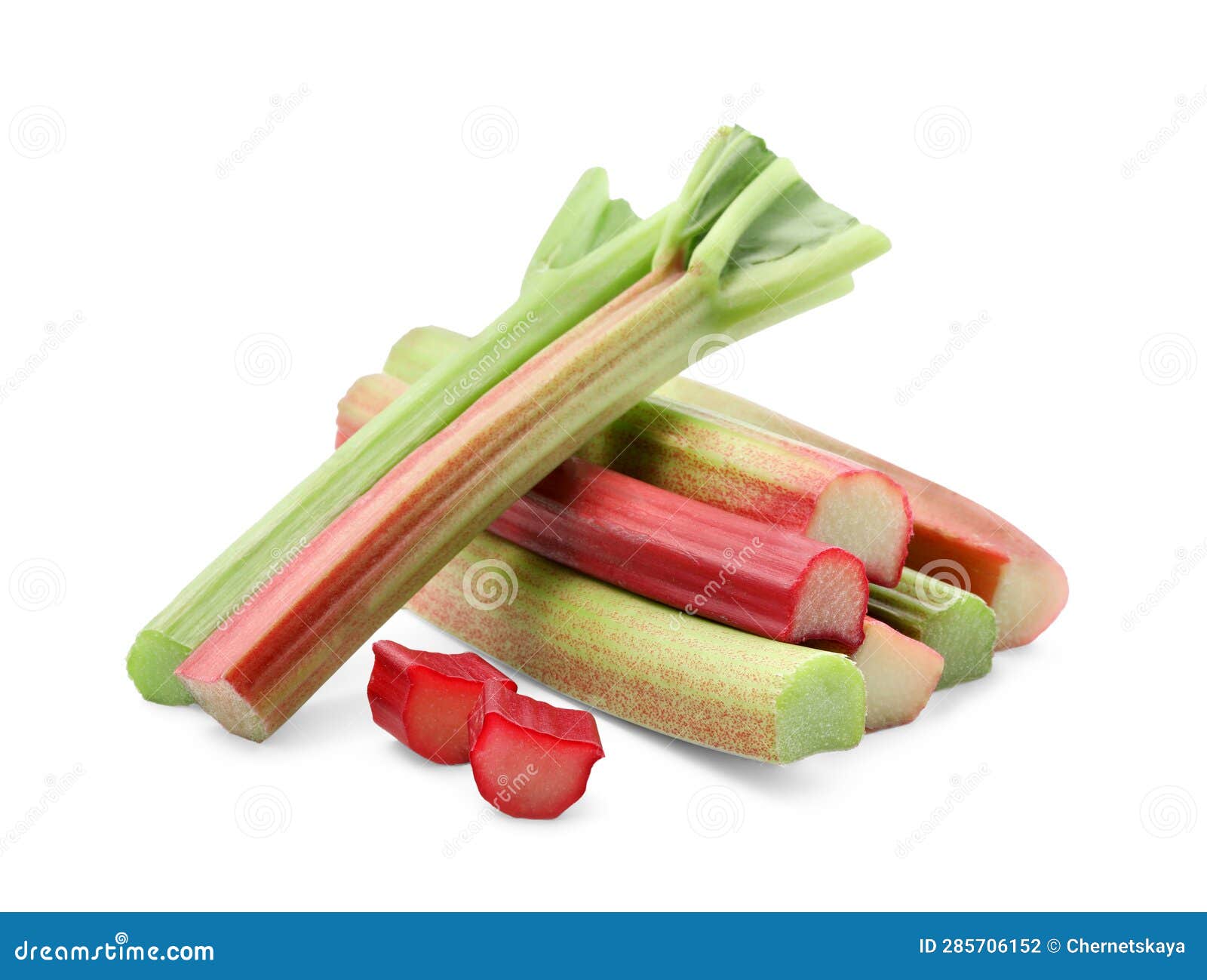 Cut Fresh Ripe Rhubarb Isolated on White Stock Photo - Image of plant ...