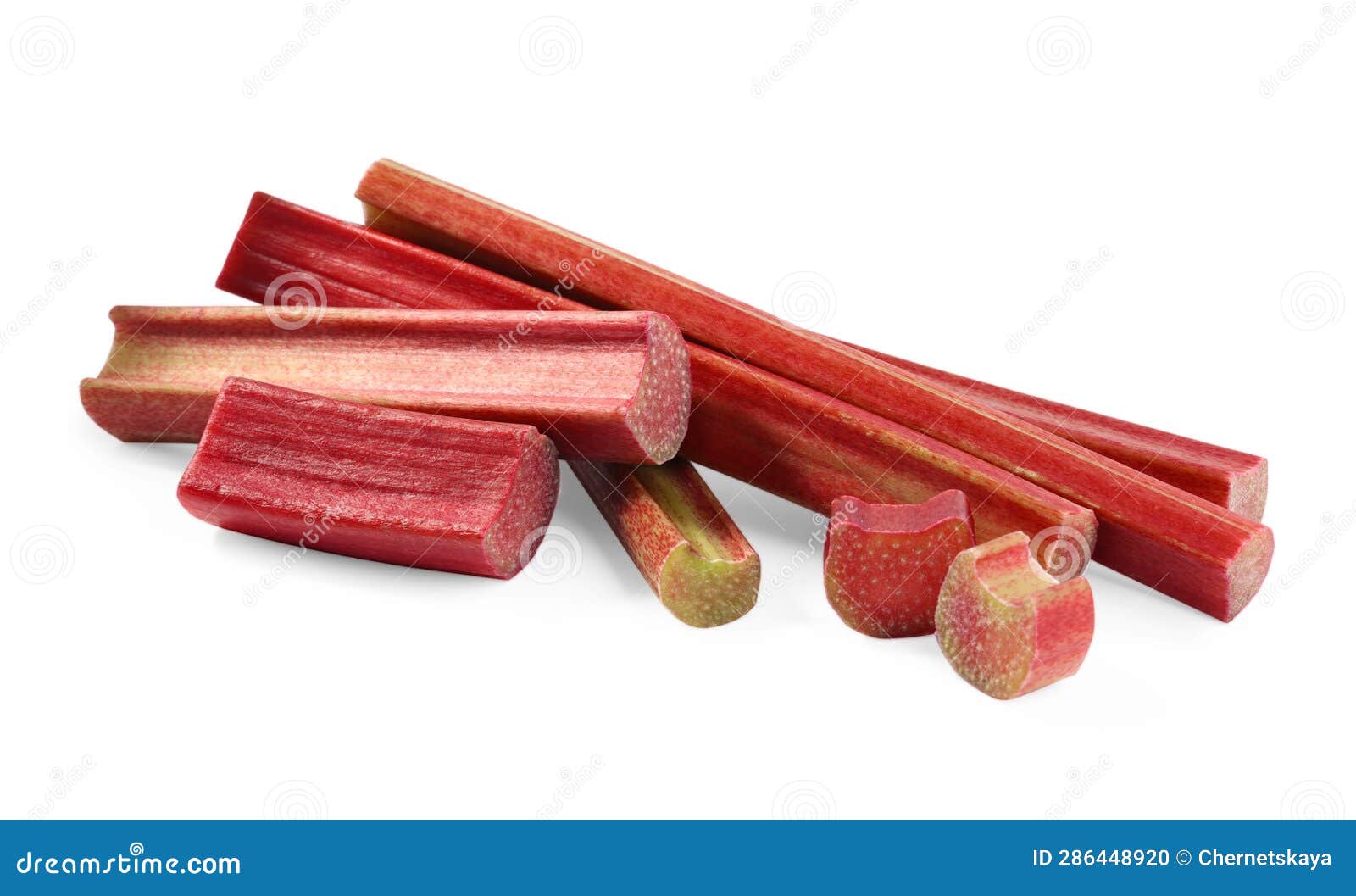 Cut Fresh Ripe Rhubarb Isolated on White Stock Photo - Image of ...