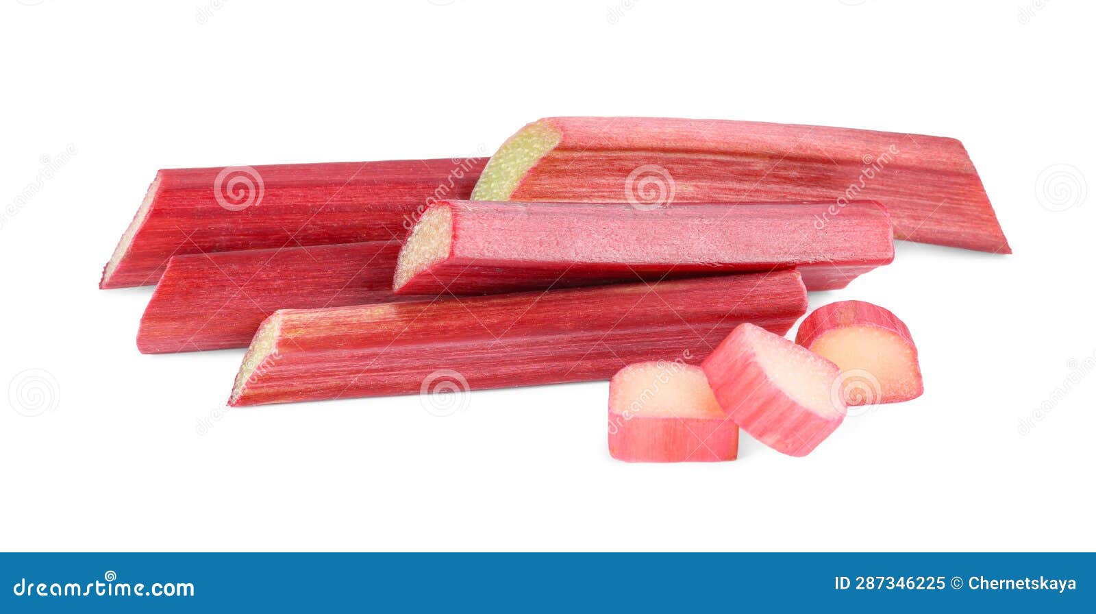 Cut Fresh Ripe Rhubarb Isolated on White Stock Image - Image of rhubarb ...