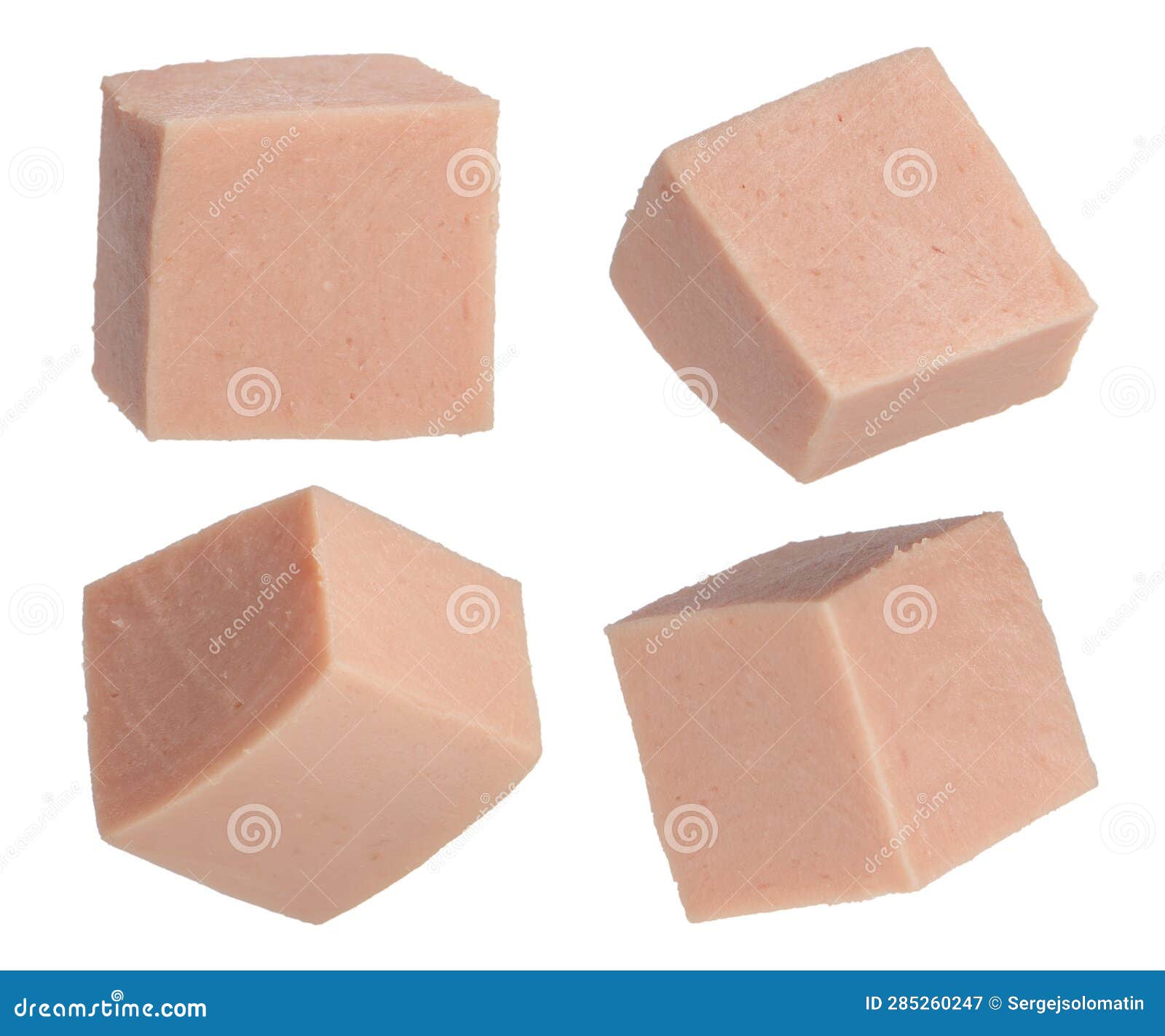 Cut Fresh Turkey Sausage Isolate into Squares. Cubes of Turkey Sausage ...