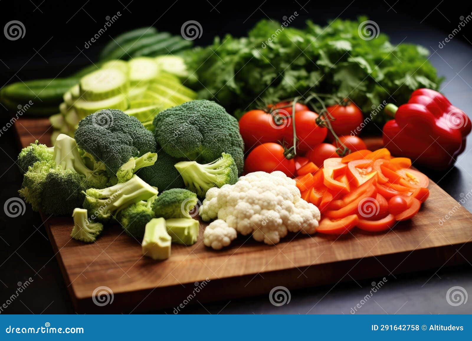 Cut Fresh Vegetables on a Chopping Board Stock Photo - Image of fresh ...