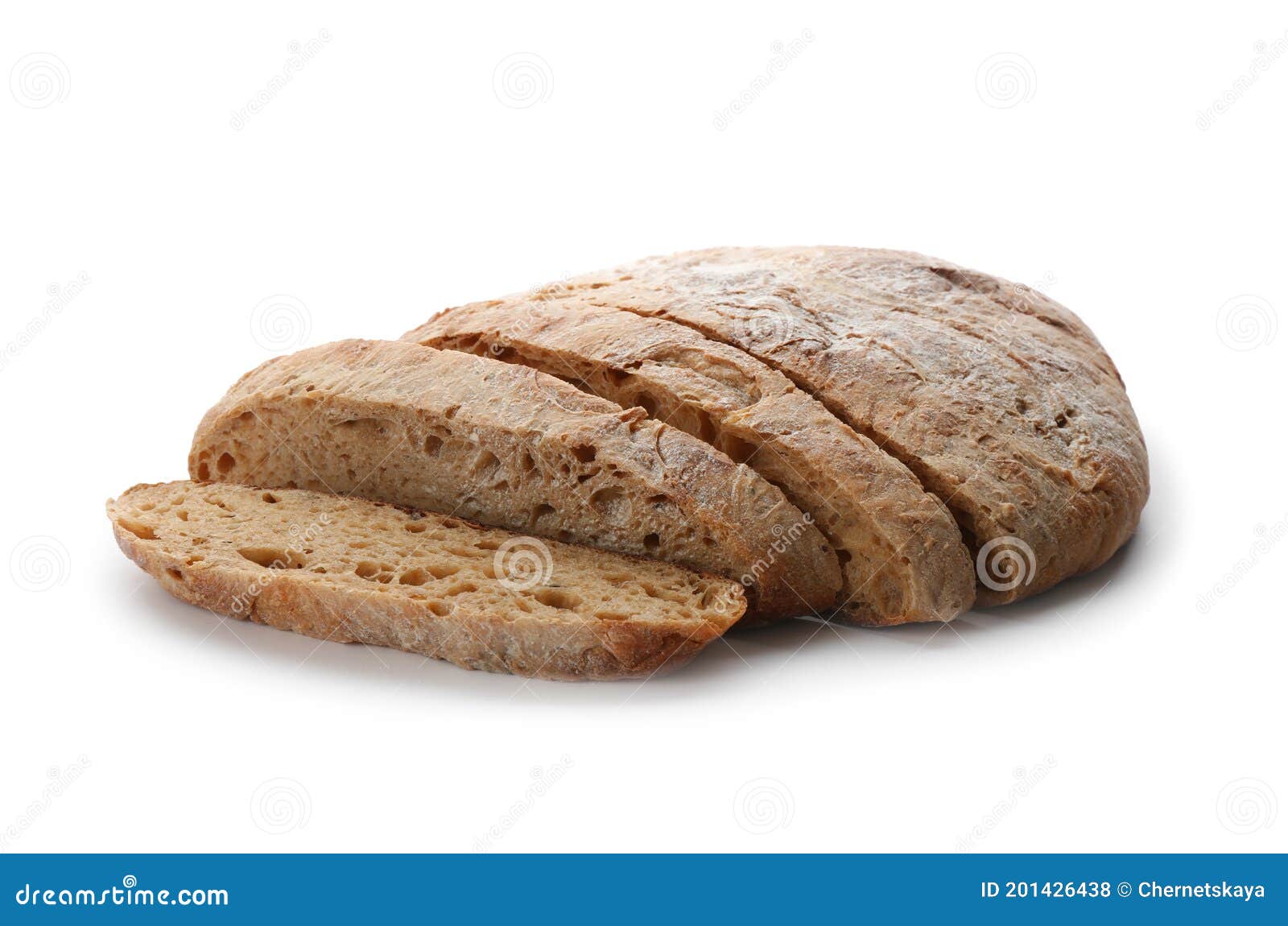 Cut Freshly Baked Bread Isolated on White Stock Photo - Image of food ...