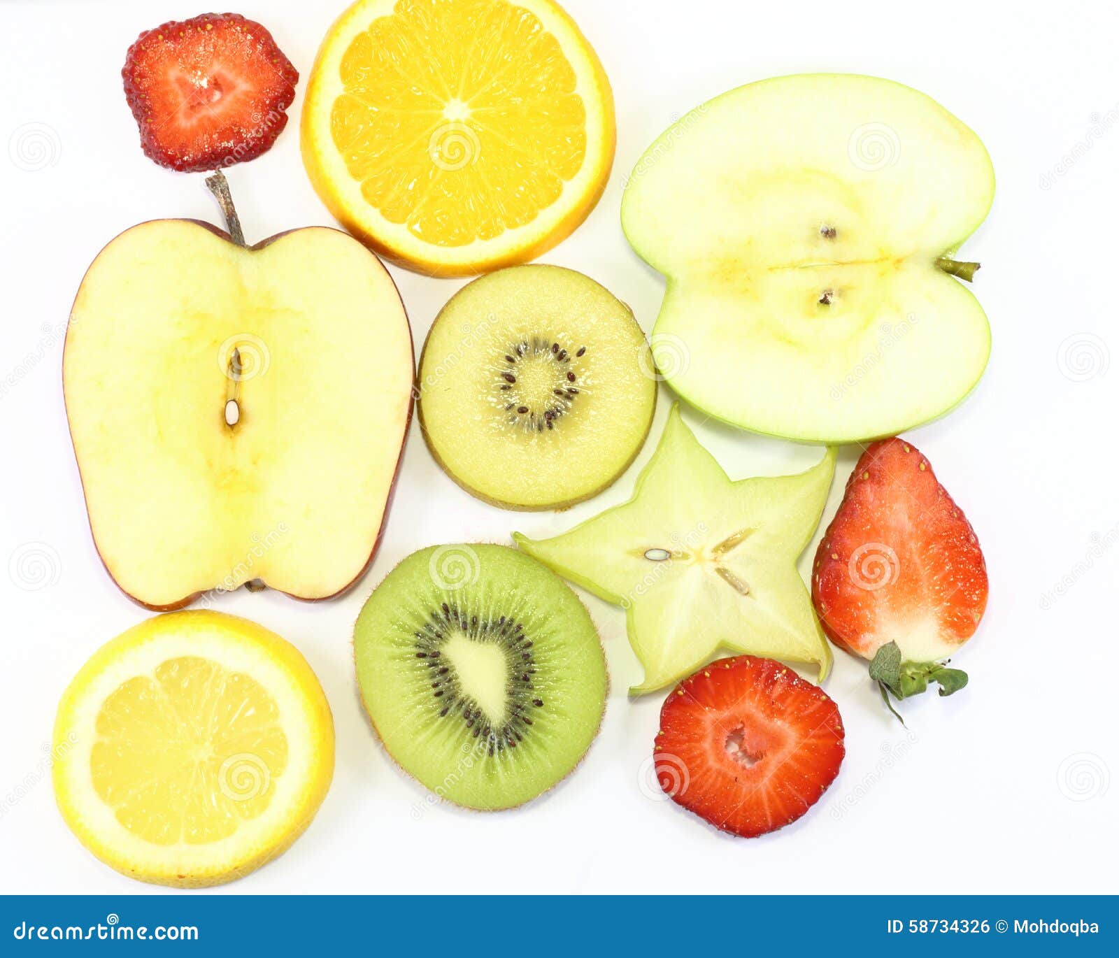 Cut fruit art stock photo. Image of strawberry, green - 58734326