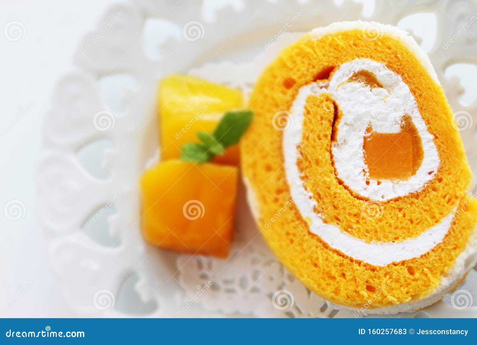 Homemade Confectionery, Mango Swiss Roll Stock Image - Image of sliced ...